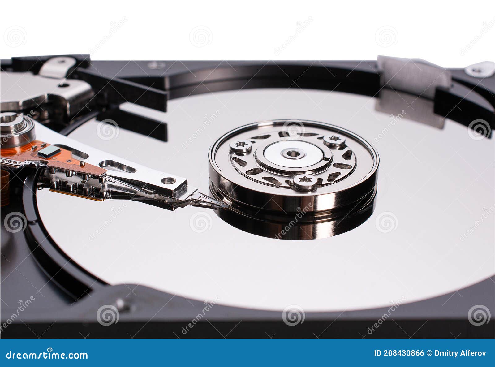 Computer Hard Disk Inside View with Mirrored Blank Disks on Which Data ...