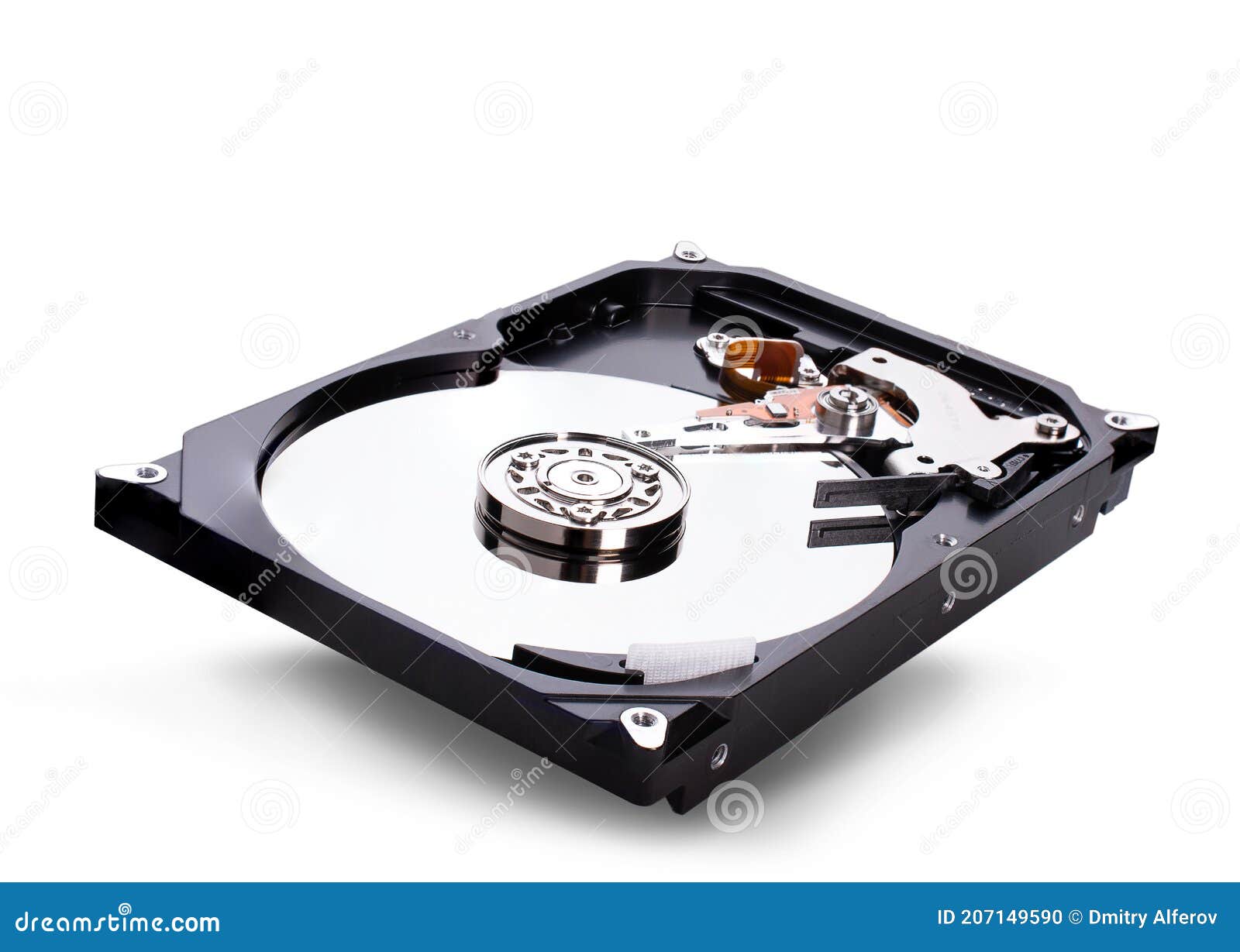 Computer Hard Disk Inside View with Mirrored Blank Disks on Which Data ...