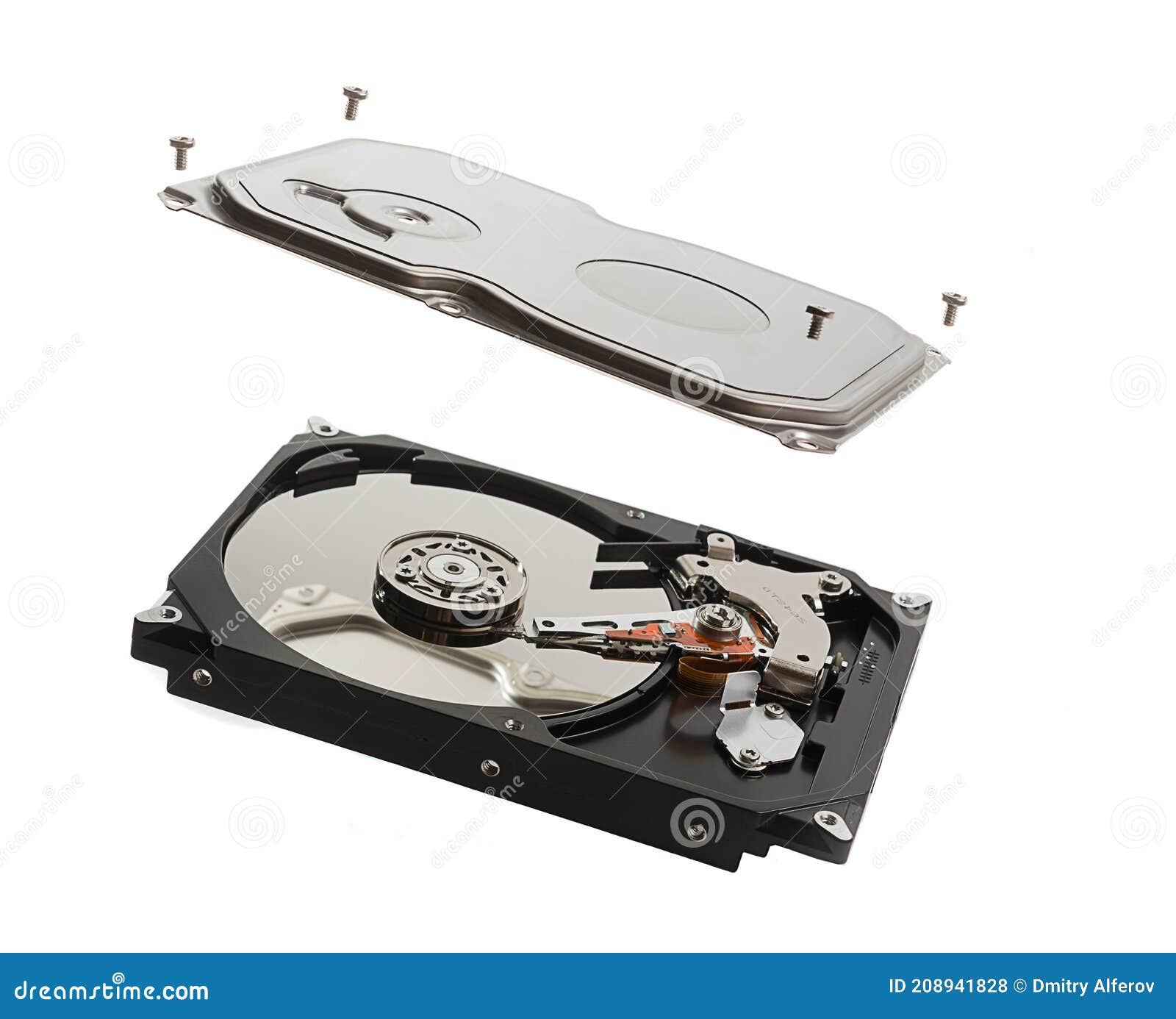Computer Hard Disk Inside View with Mirrored Blank Disks on Which Data ...
