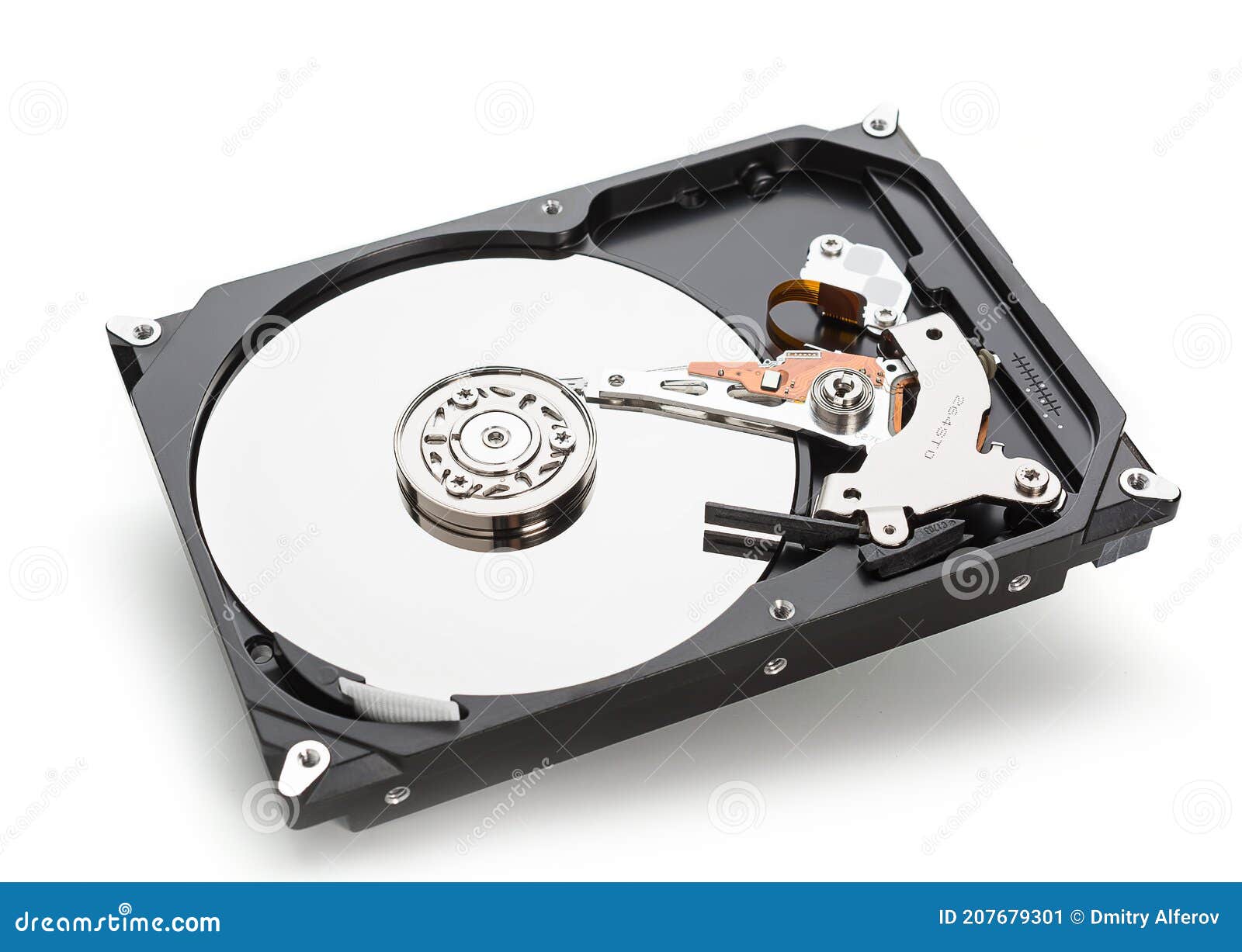 Computer Hard Disk Inside View with Mirrored Blank Disks on Which Data ...