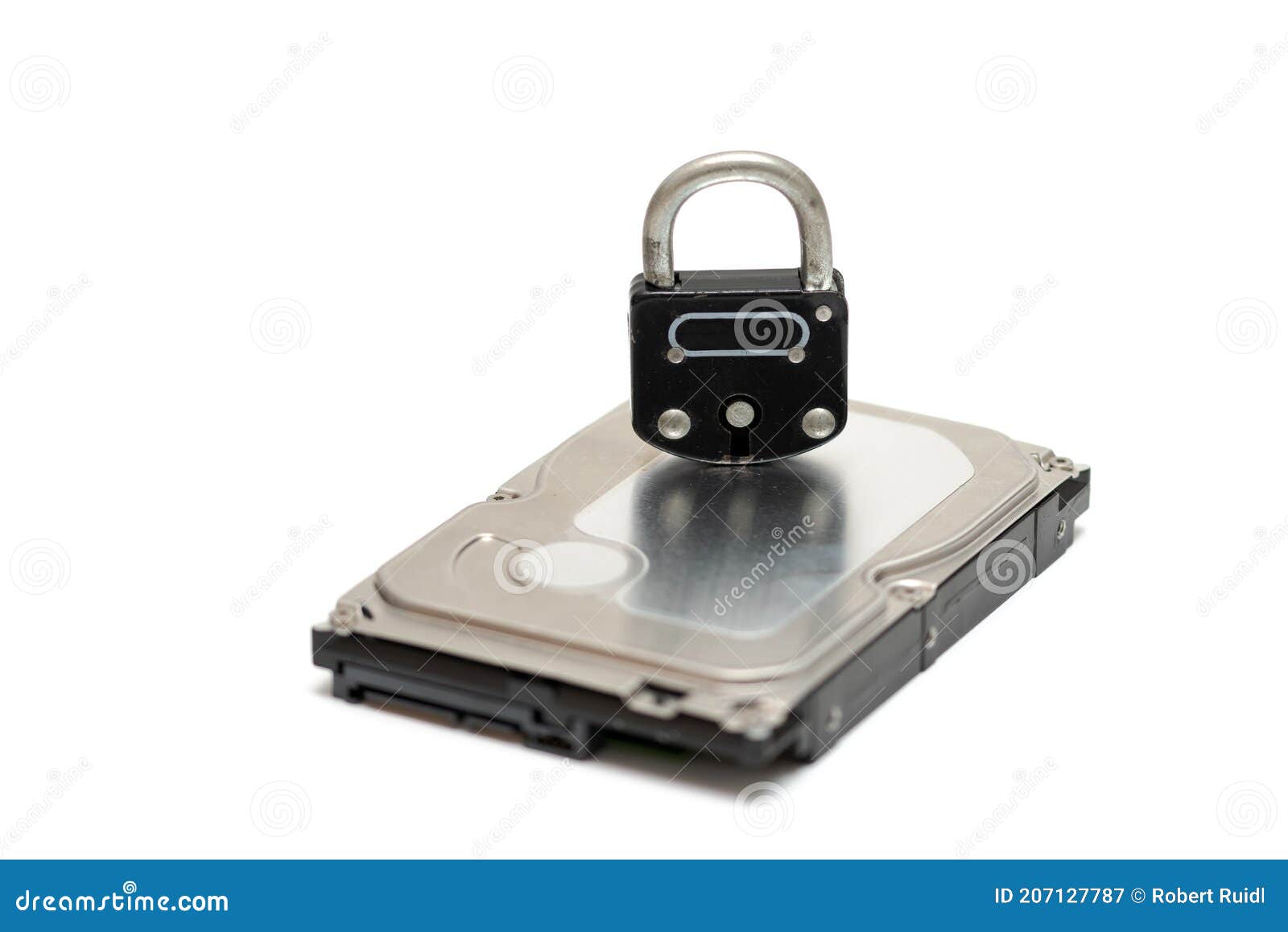 Computer Hard Disk and Metal Padlock Symbolizing Concept for Encrypted ...