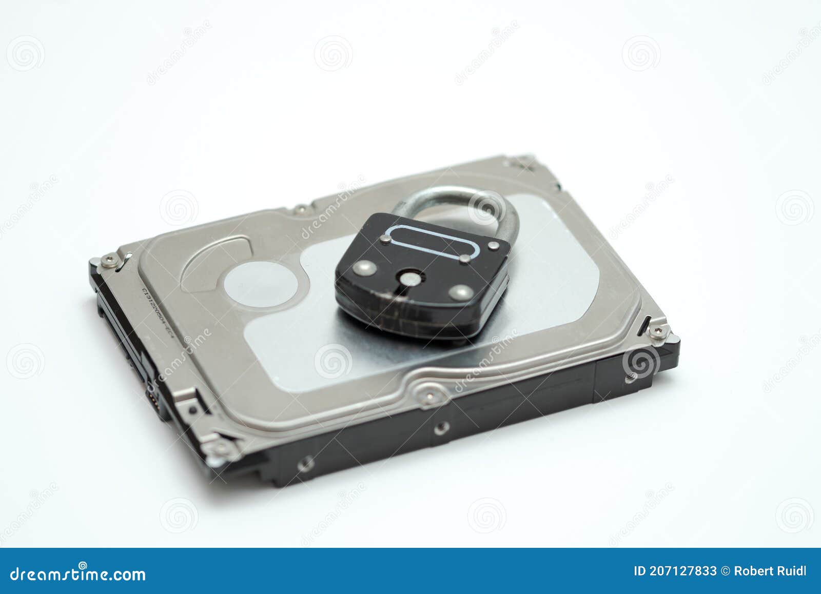 Computer Hard Disk and Metal Padlock Symbolizing Concept for Encrypted ...