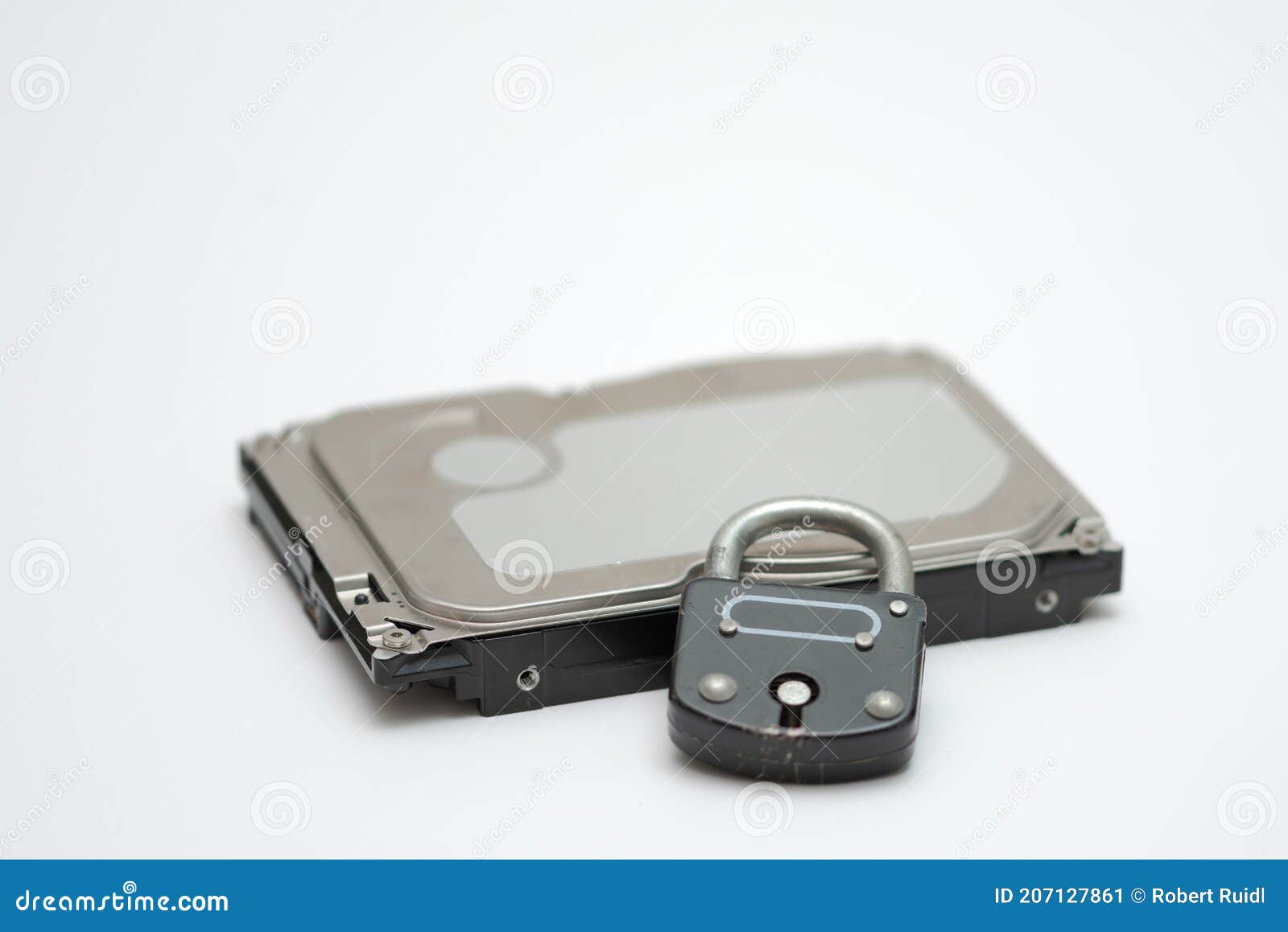 Computer Hard Disk and Metal Padlock Symbolizing Concept for Encrypted ...
