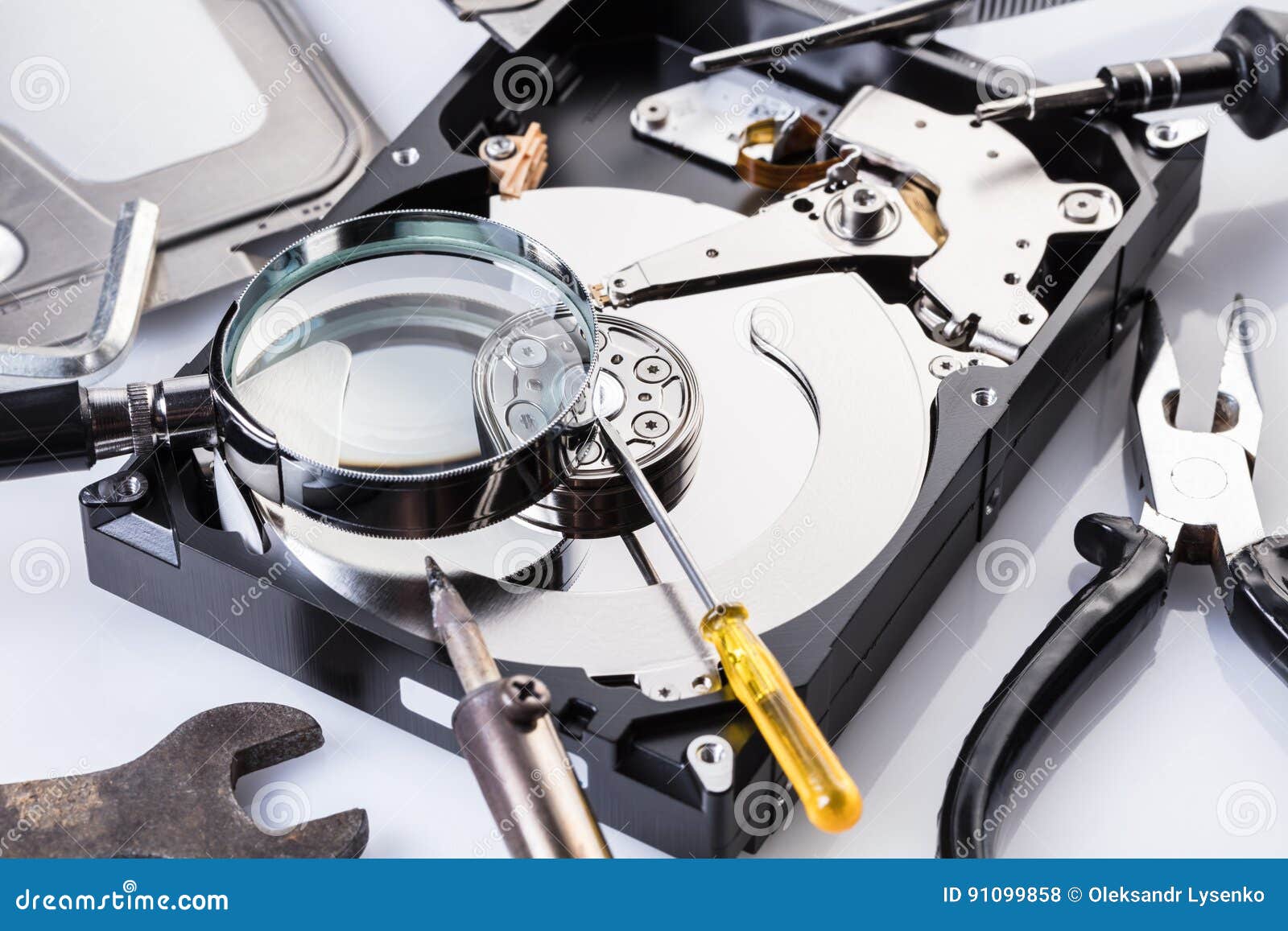 Computer Hard Disk and Tools Stock Photo - Image of disk, miniature ...