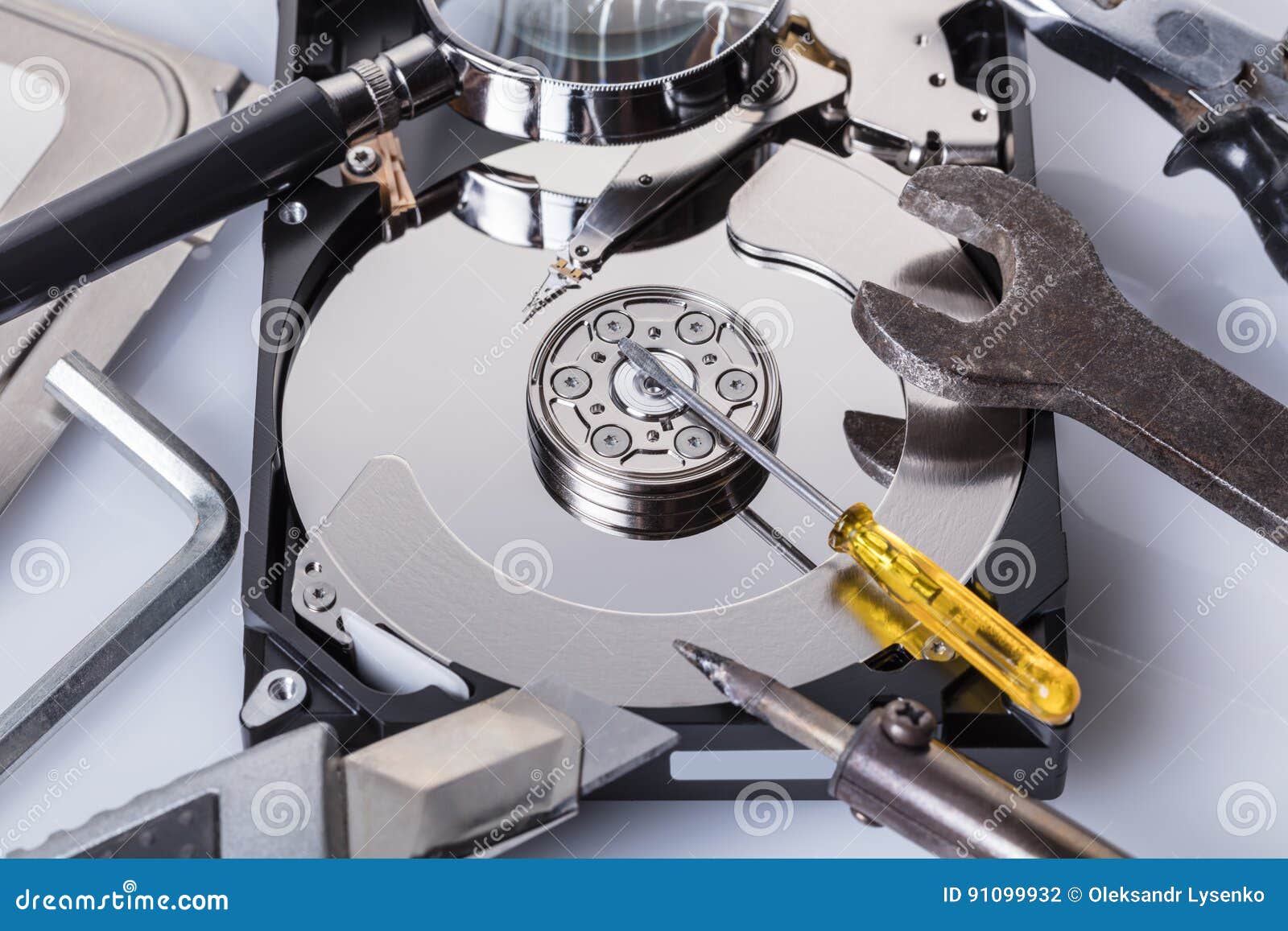 Computer Hard Disk and Tools Stock Photo - Image of background ...