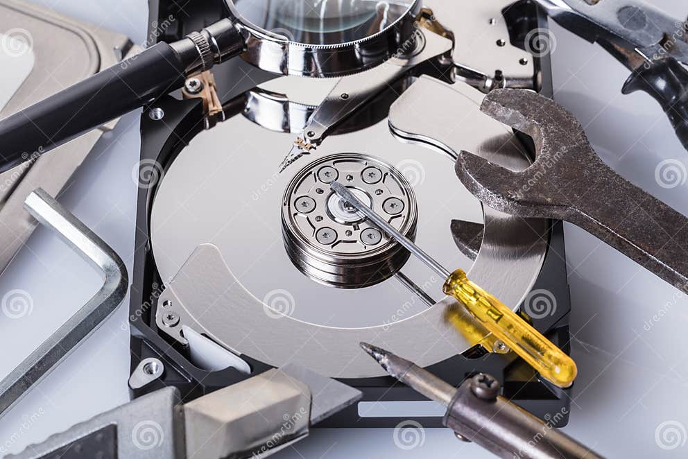 Computer Hard Disk and Tools Stock Photo - Image of background ...