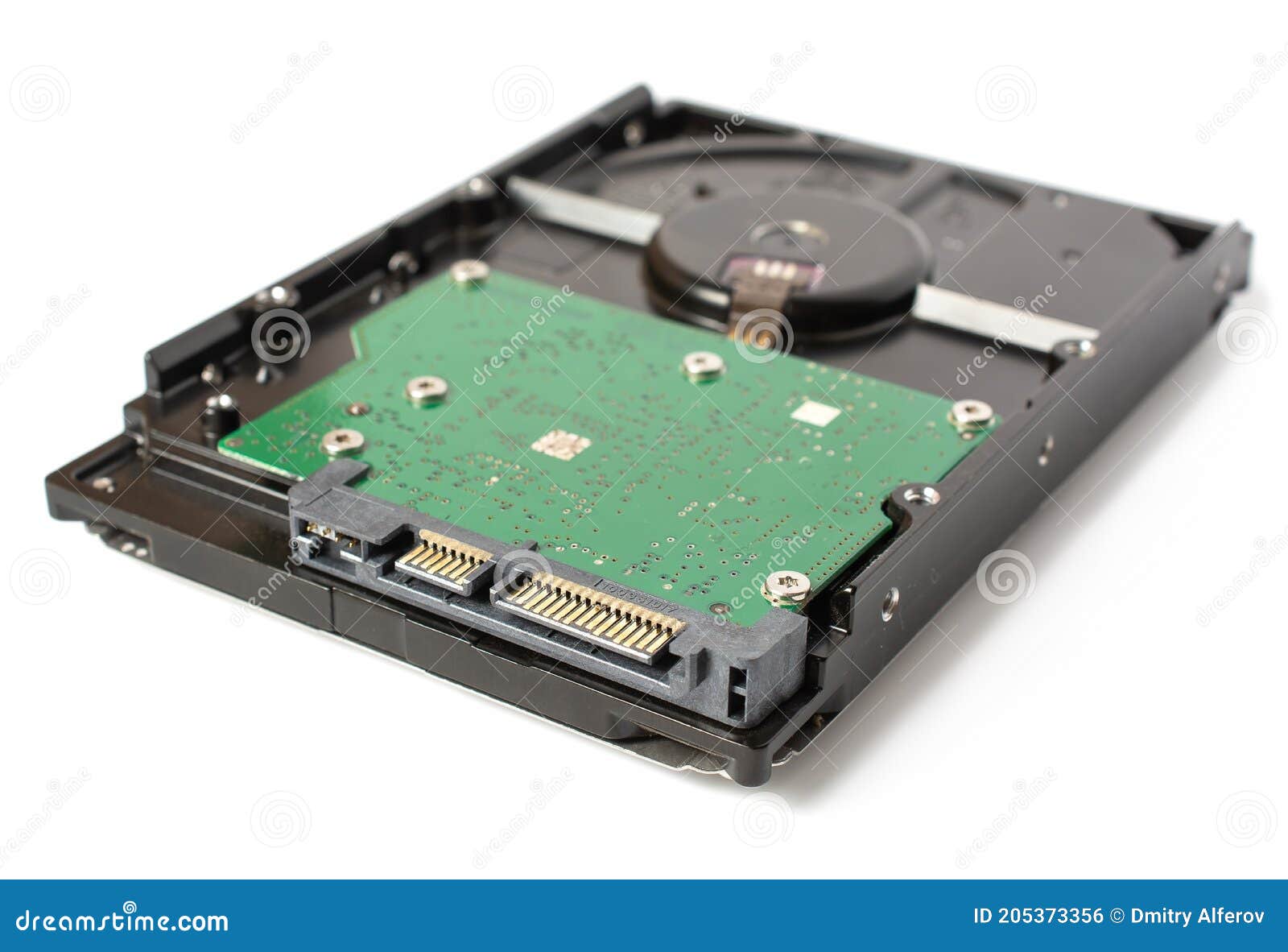 Computer Hard Drive Bottom View with Connection Ports. Isolated on ...