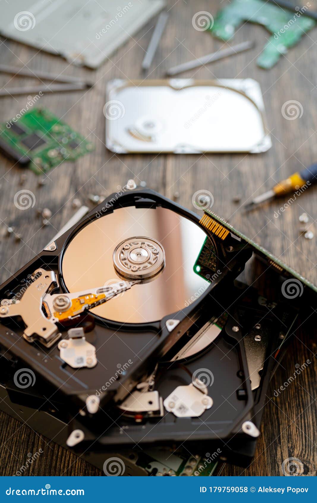 Computer Hard Drive. Computer Repair Stock Photo - Image of record ...
