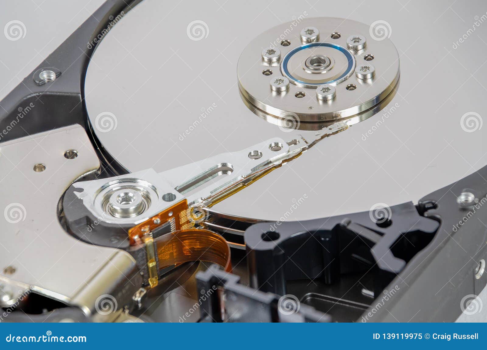 Computer Hard Drive with Cover Removed Stock Image - Image of ...