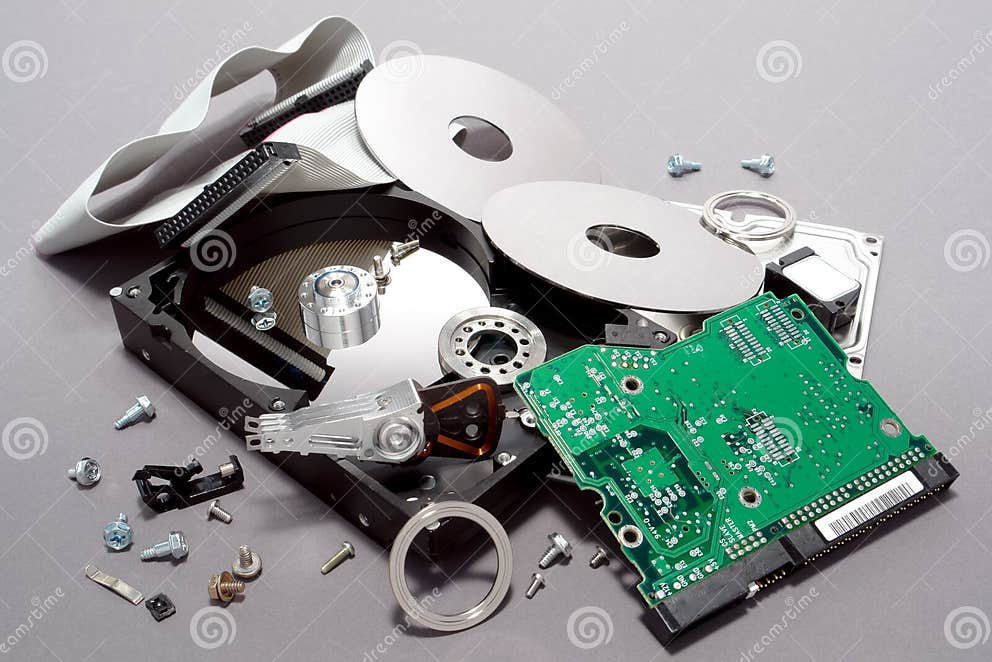 Computer Hard Drive Crashed and Broken Apart Stock Image - Image of ...