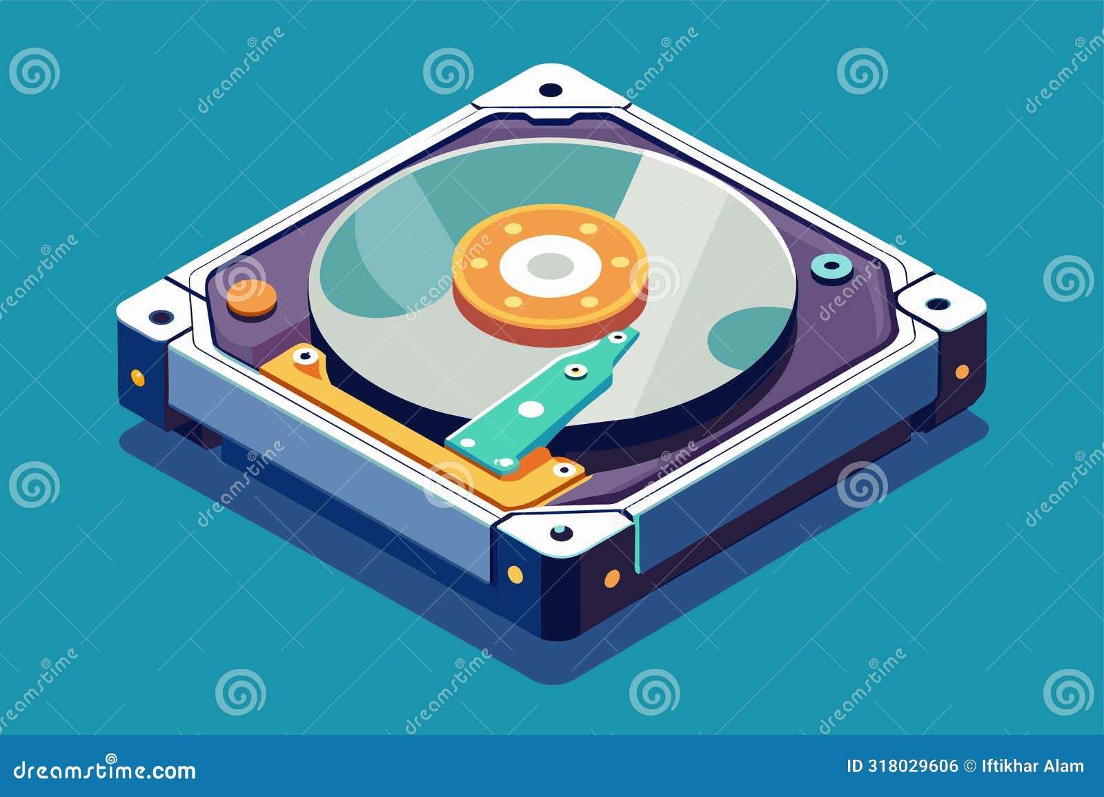 A Computer Hard Drive Displayed Against a Vivid Blue Backdrop, Hard ...