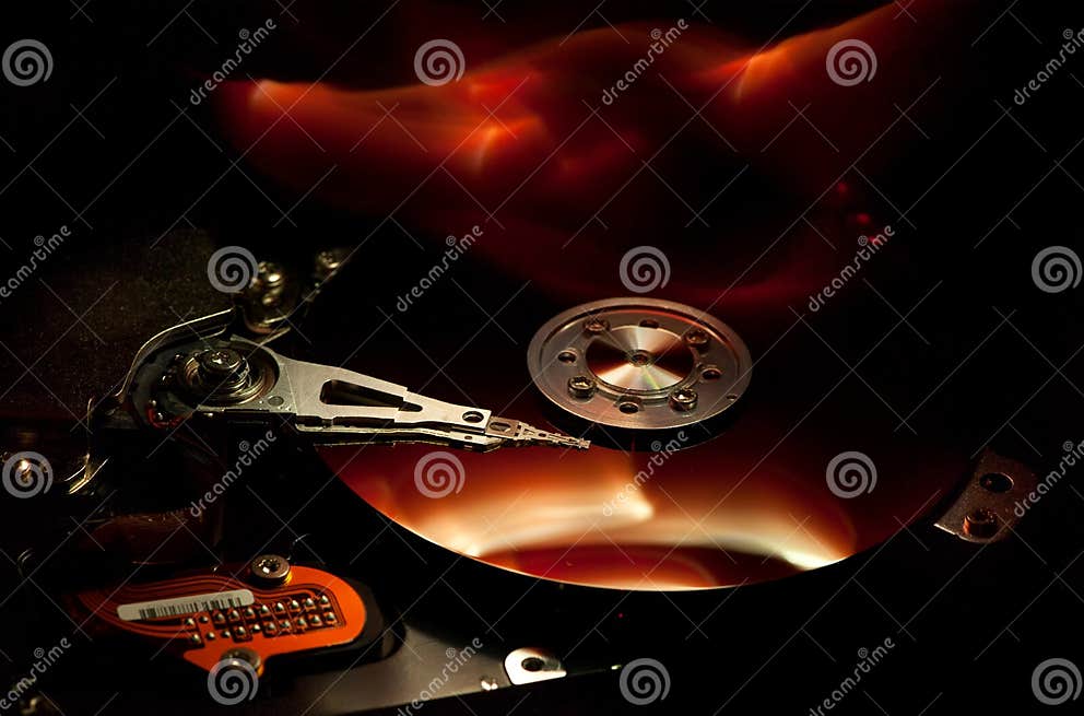 Computer Hard Drive on Fire Stock Photo - Image of equipment, data ...