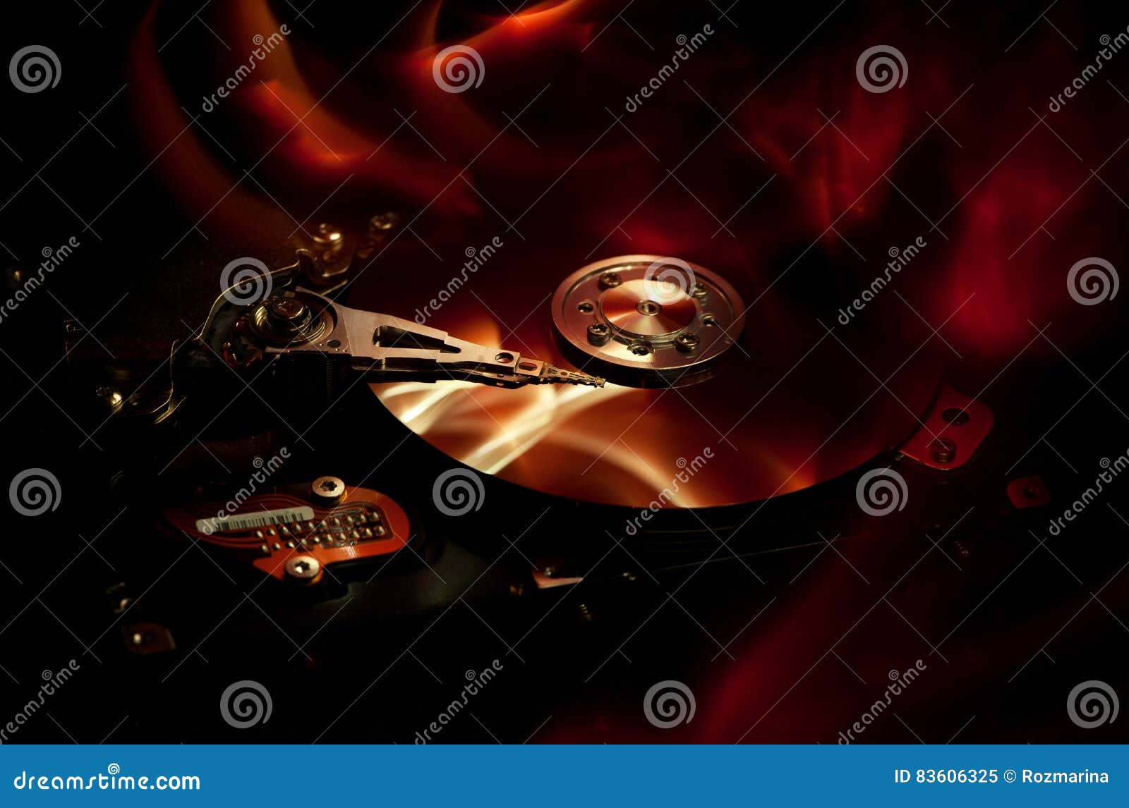 Computer Hard Drive on Fire Stock Image - Image of hardware, background ...