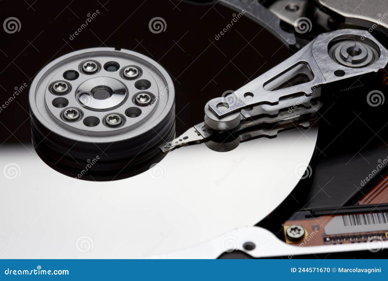 Computer Hard Drive Head Details Stock Photo - Image of background ...