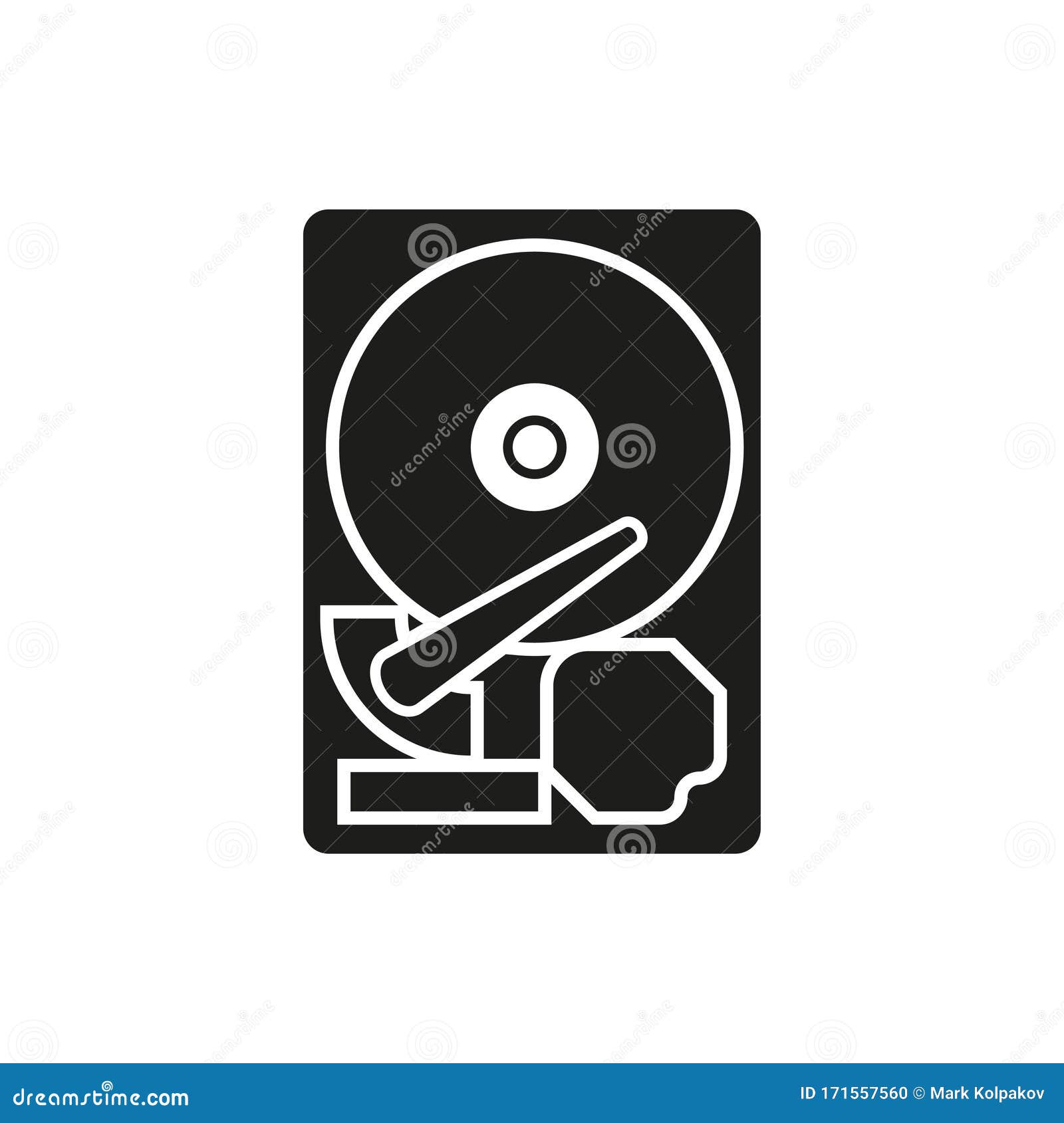 Computer Hard Drive Icon on White Bacground, Vector Stock Illustration ...