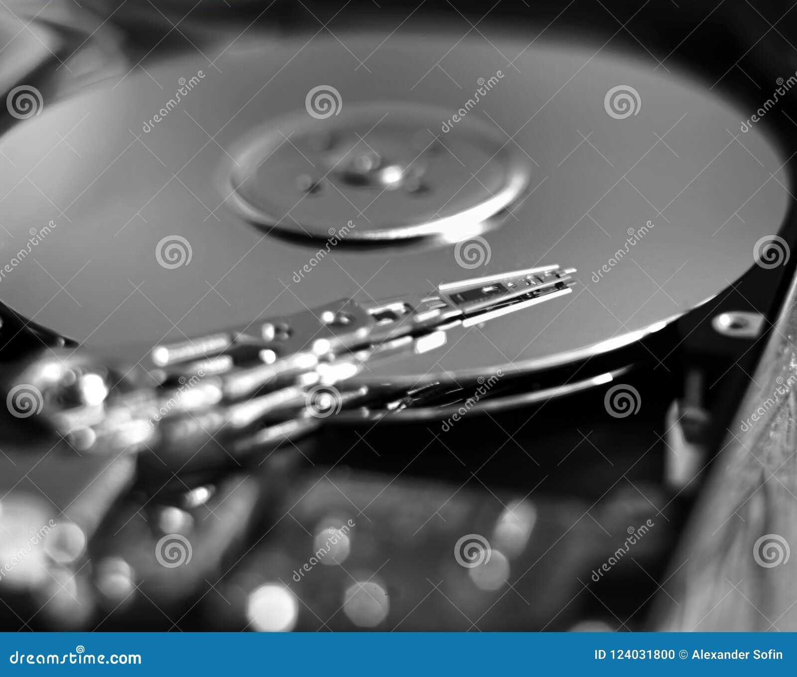 Computer Hard Drive with Reading Head Stock Photo - Image of data, read ...
