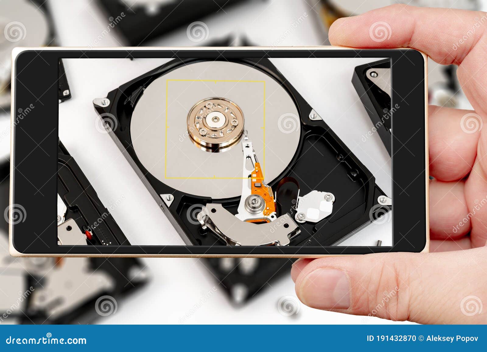 Computer Hard Drive on Smartphone Screen. Stock Photo - Image of disc ...