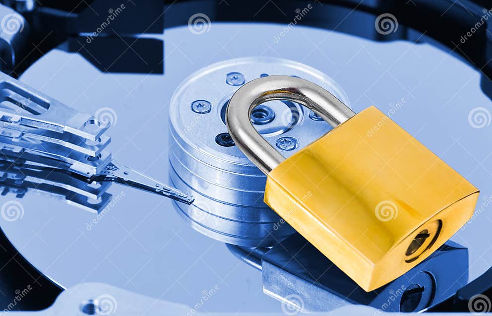 Computer Harddrive and Lock Stock Photo - Image of internet, business ...