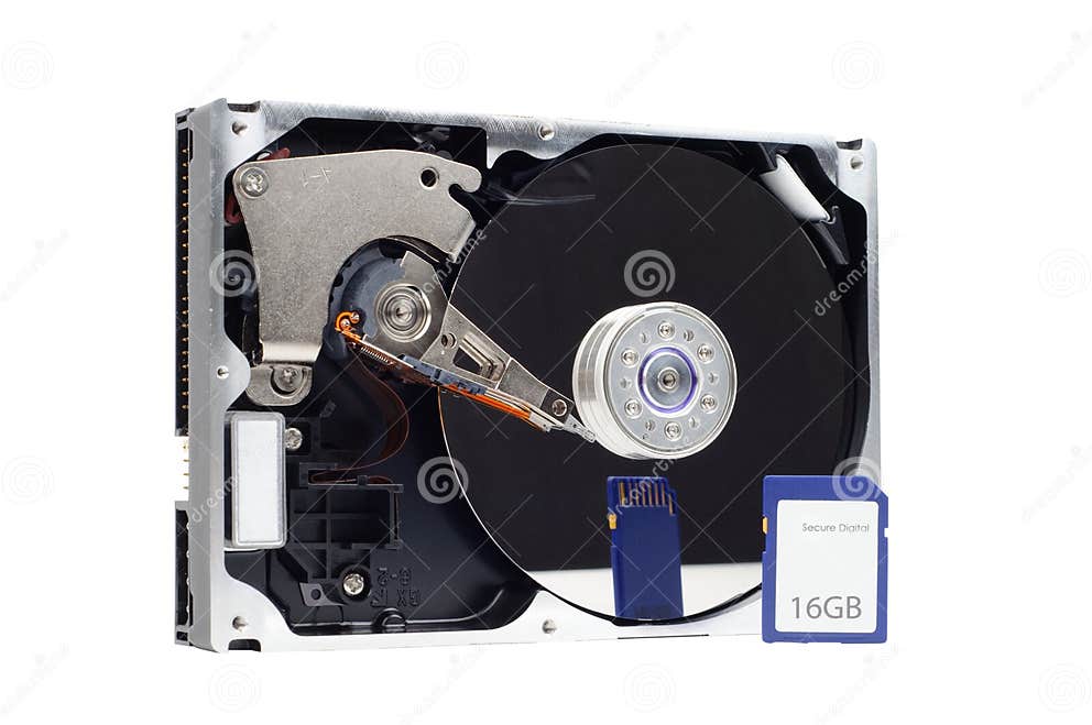 Computer Harddrive and SD Card Stock Image - Image of electrical ...