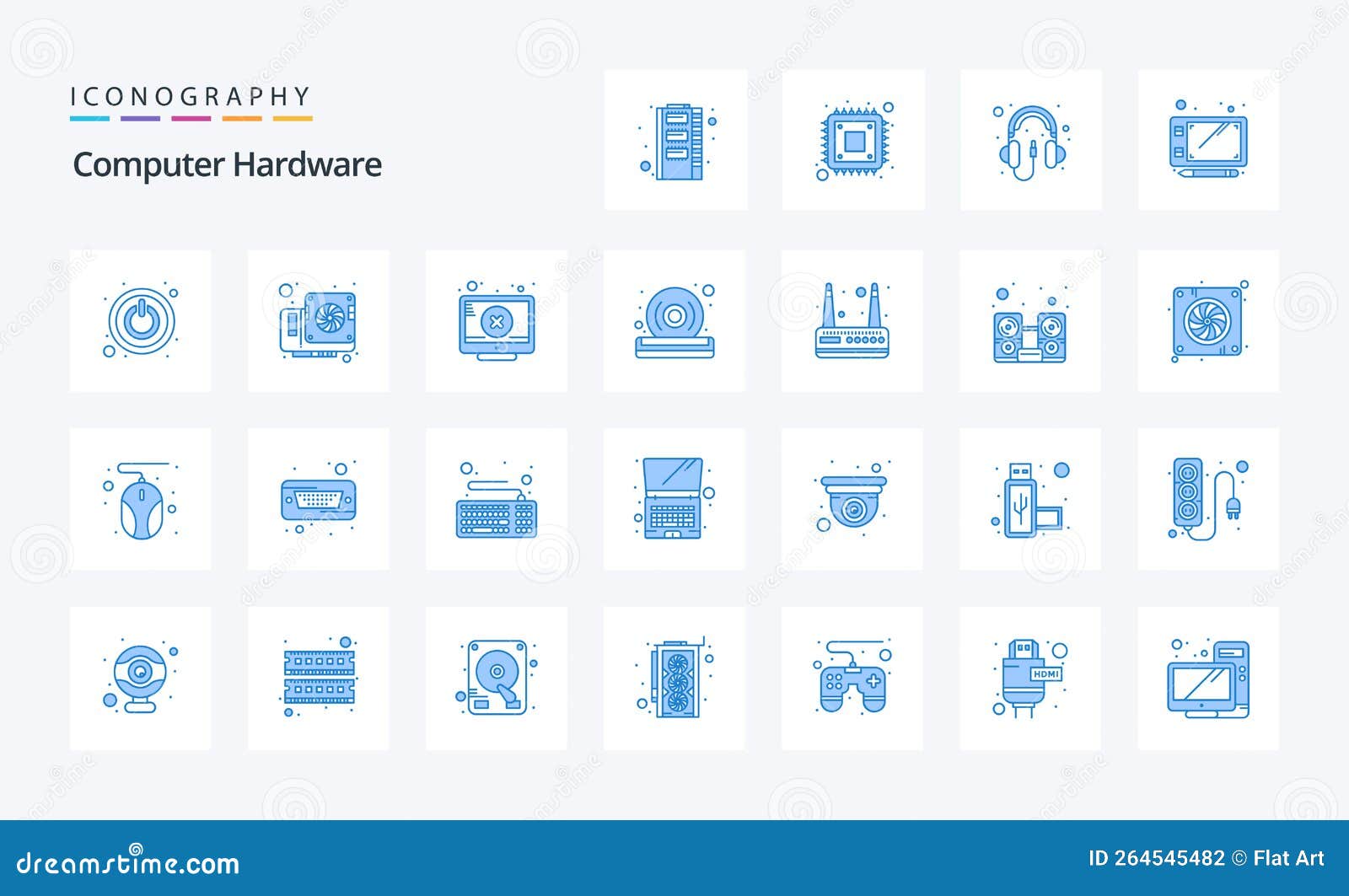 25 Computer Hardware Blue Icon Pack Stock Vector - Illustration of ...
