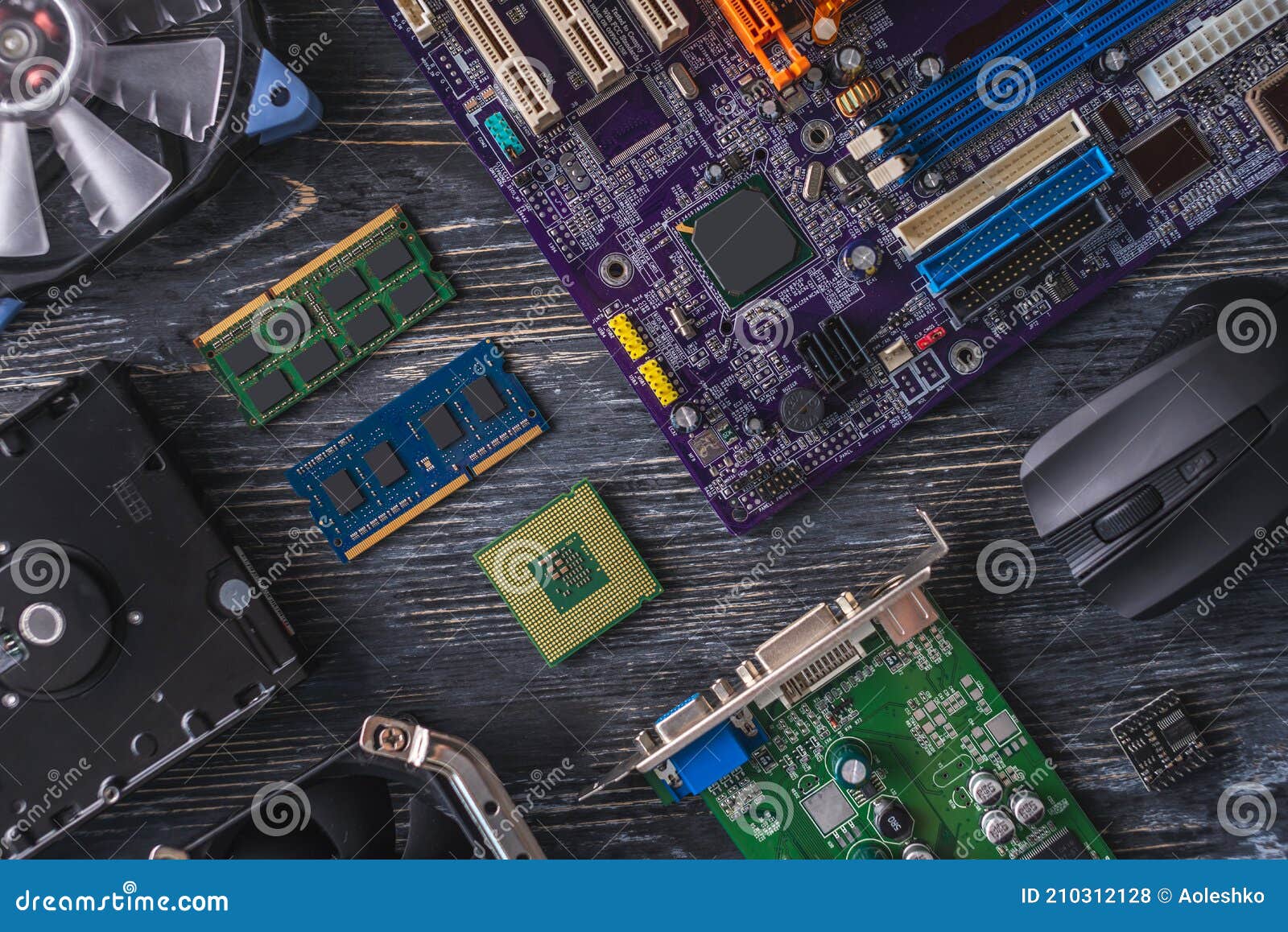 Computer Hardware Configuration Is Laid Out On A Dark Background
