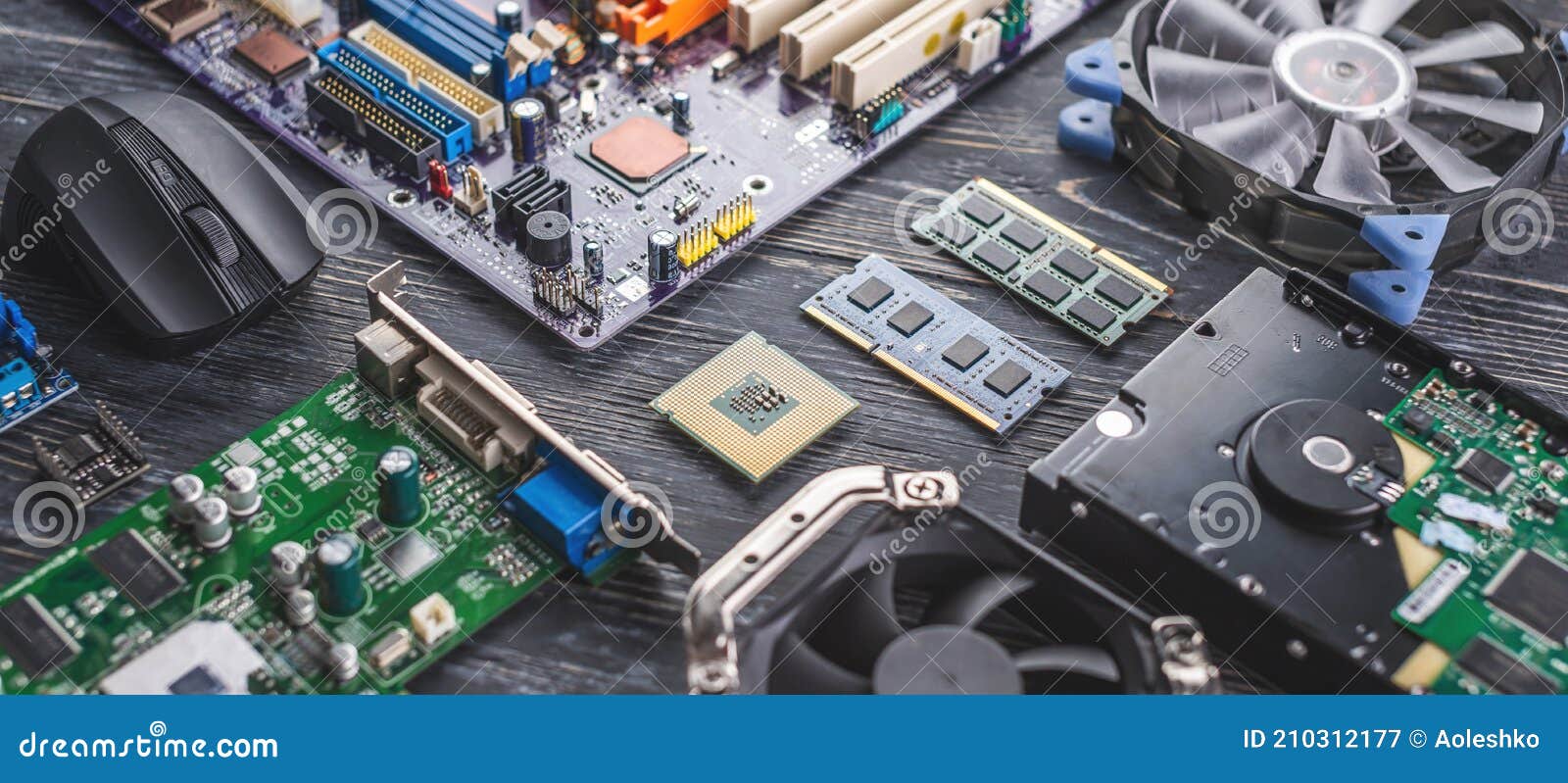 Computer Hardware Configuration is Laid Out on a Dark Background ...