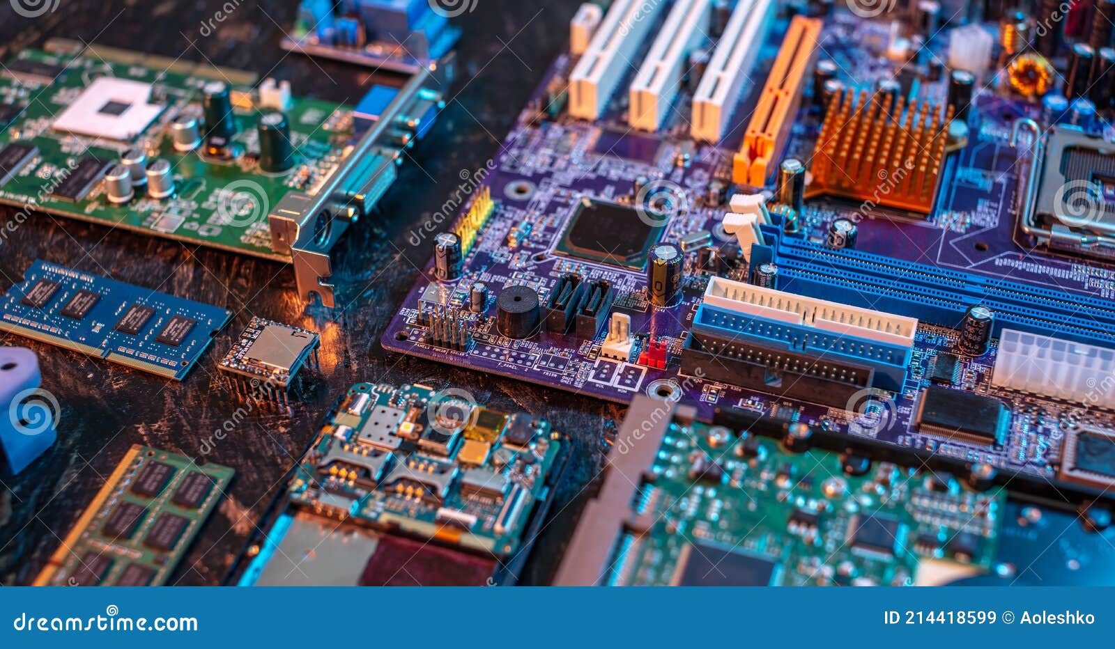 Computer Hardware Configuration Is Laid Out On A Dark Background