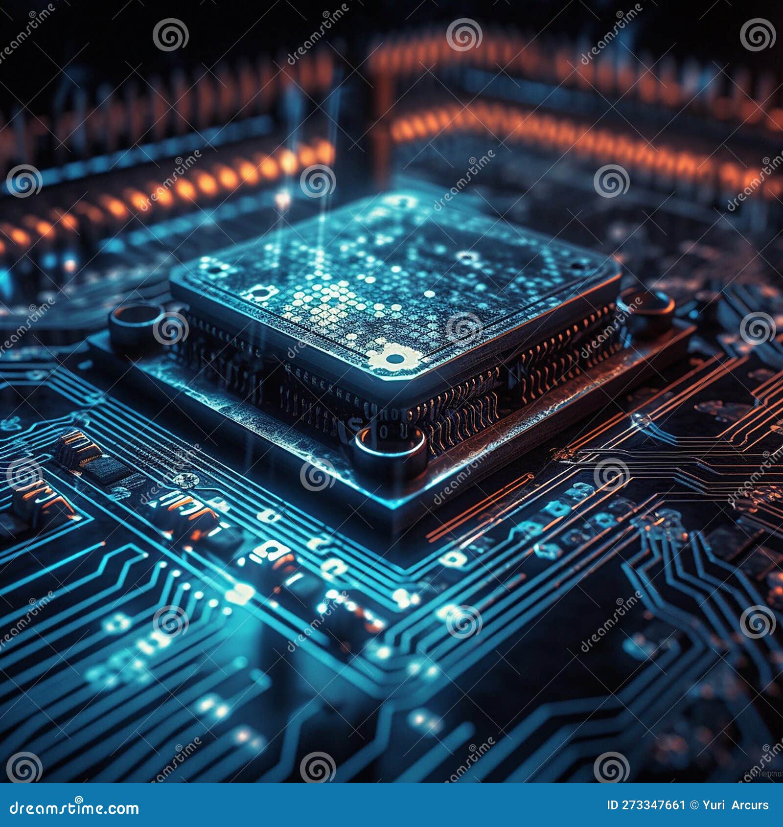 Computer Hardware, CPU and Circuit Board with Technology Abstract ...