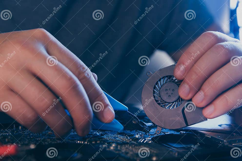 Computer Hardware Engineering. Developer Soldering Electronic Component ...