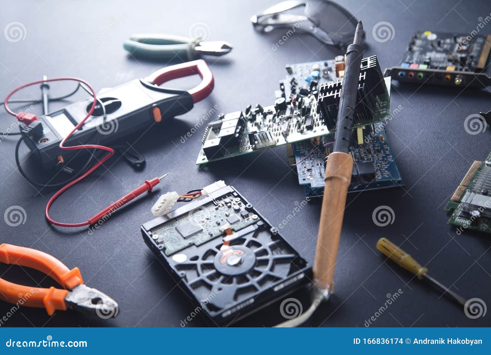 Computer Hardware Engineering. Soldering Computer Motherboard Stock ...