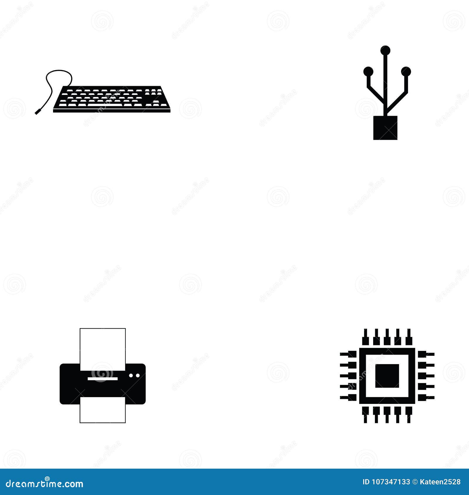 Computer hardware icon set stock vector. Illustration of chip - 107347133