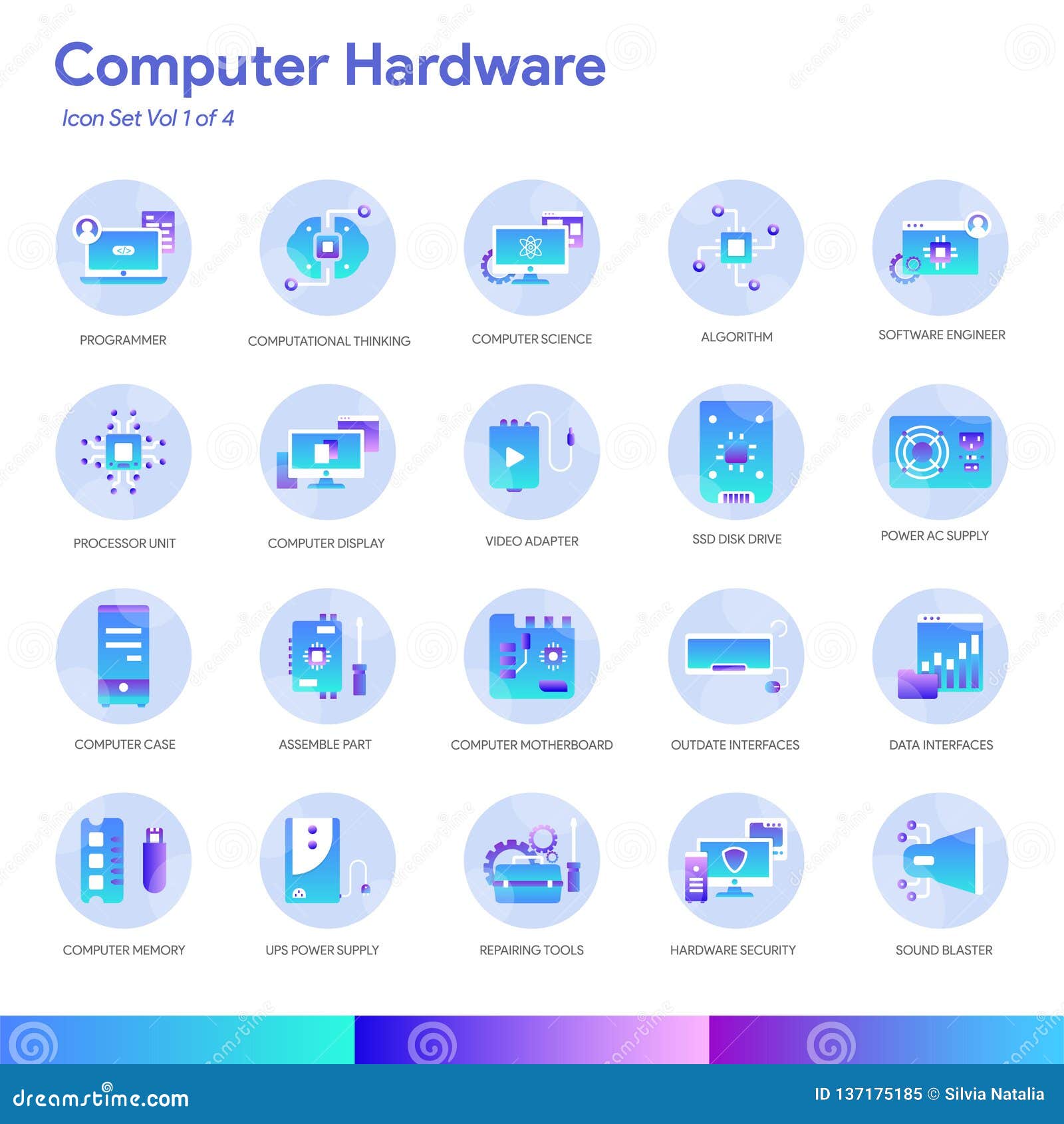 Computer Hardware Icon Set. Modern Gradient Style Stock Vector ... Computer Hardware Icon Set. Modern Gradient Style Stock Vector ...