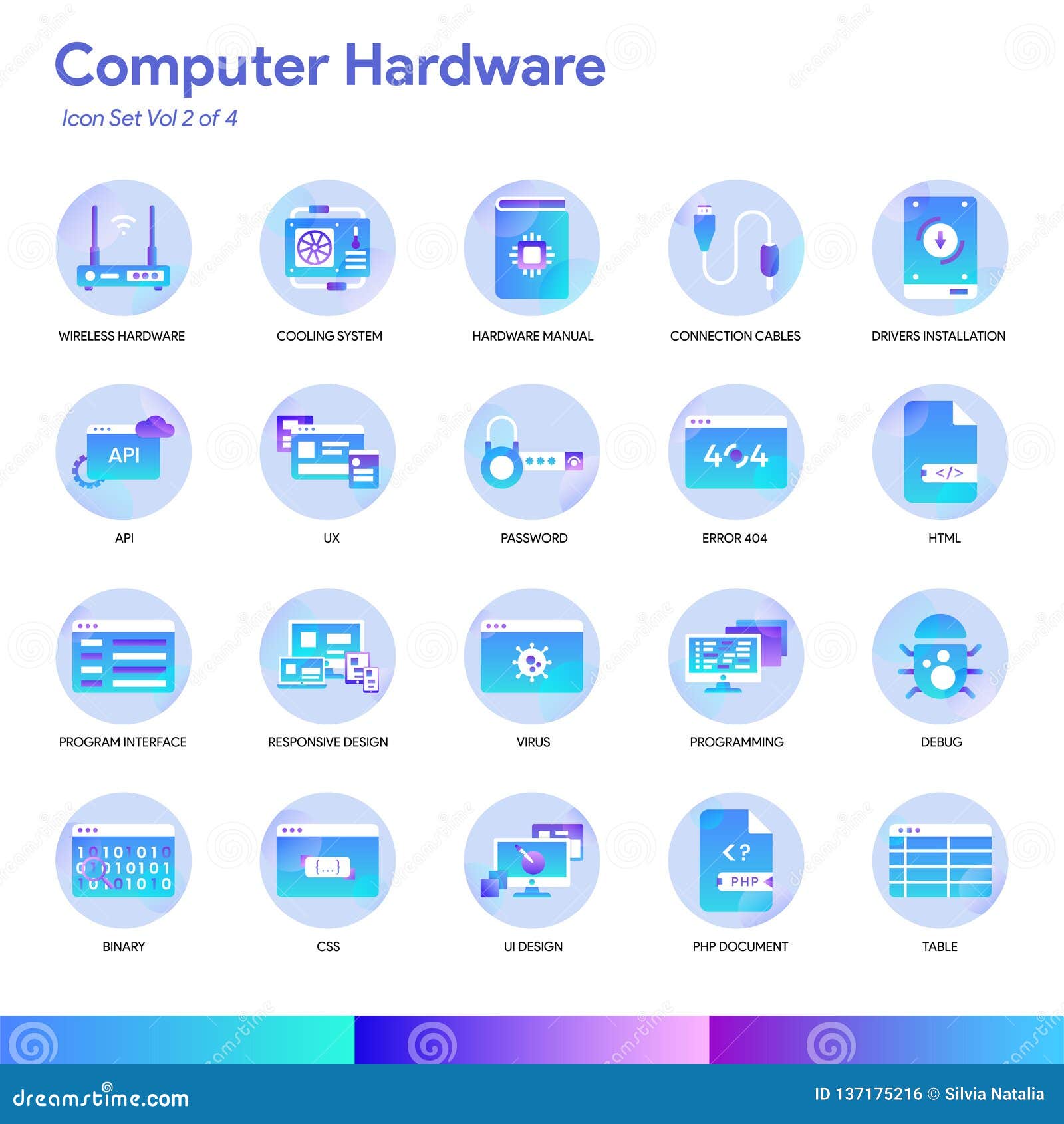 Computer Hardware Icon Set. Modern Gradient Style Stock Vector - Illustration of bootcamp ...