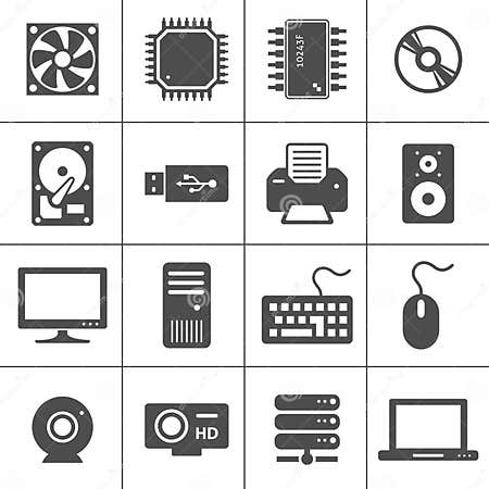 Computer Hardware Icons stock vector. Illustration of drive - 26739197