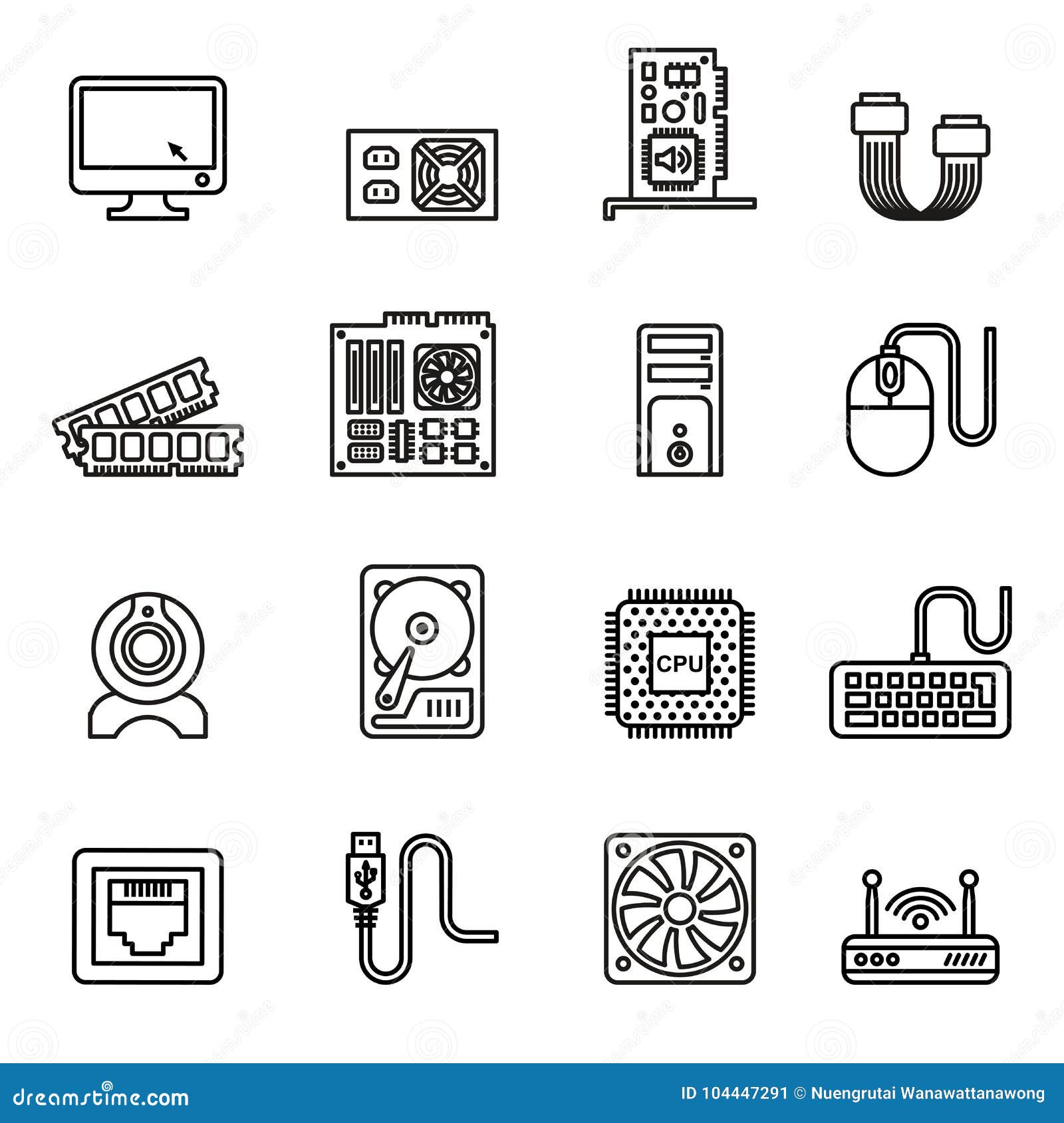 Computer Hardware Icons Set. Stock Vector - Illustration of check ... Computer Hardware Icons Set. Stock Vector - Illustration of check ...