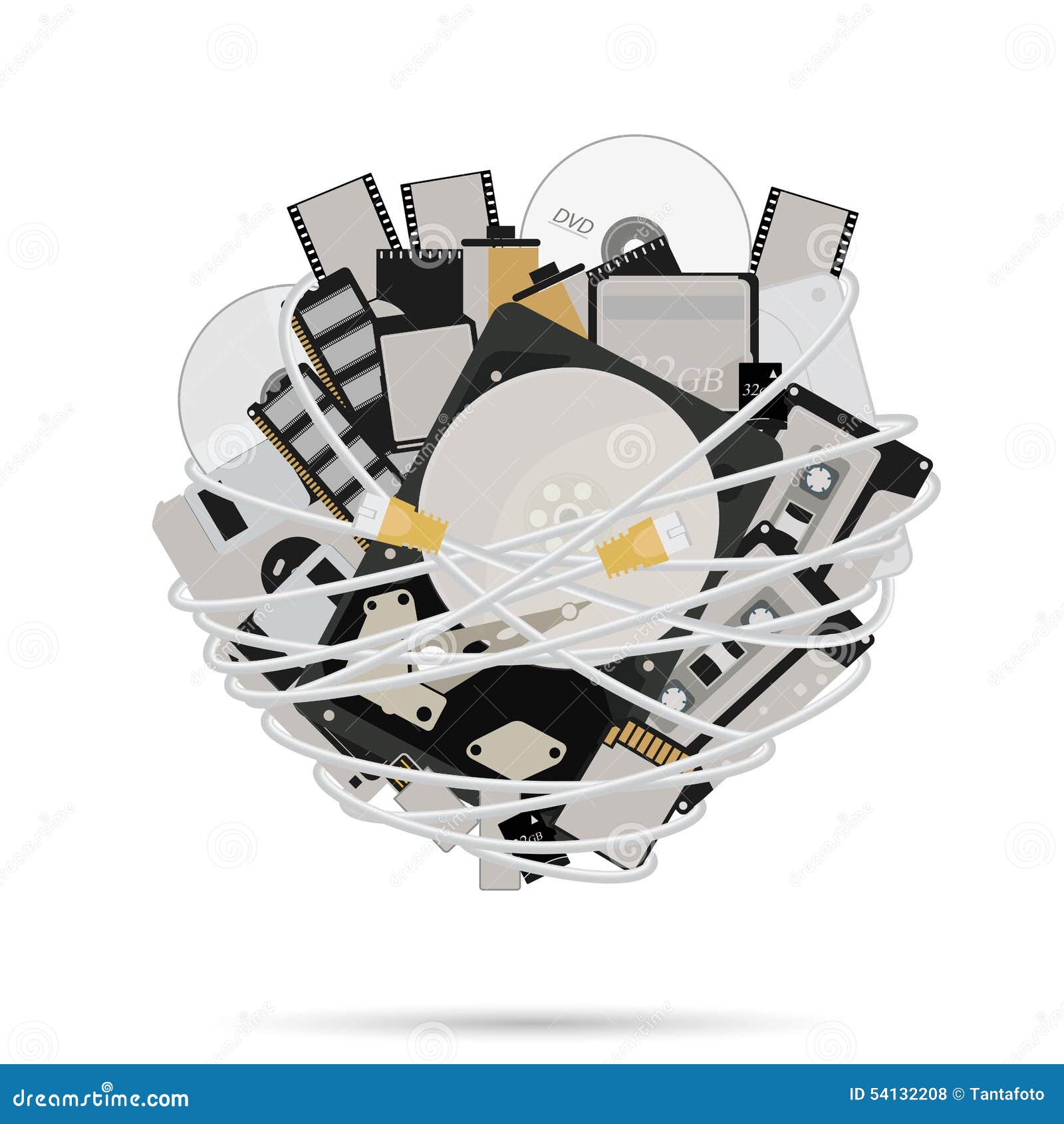 Computer Hardware Isolated on White Stock Vector - Illustration of ...