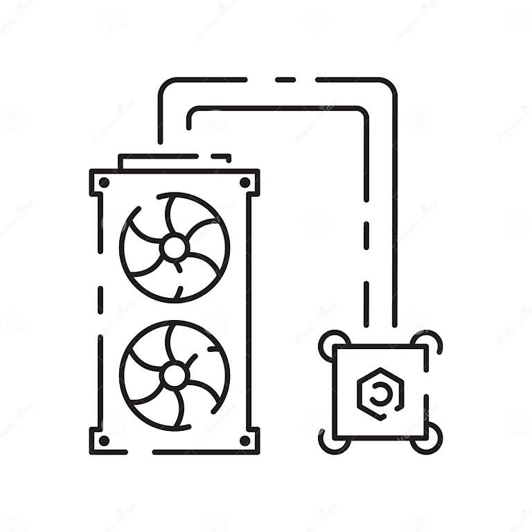 Computer Hardware Line Icon. Graphic Card or Processor and RAM. GPU or ...