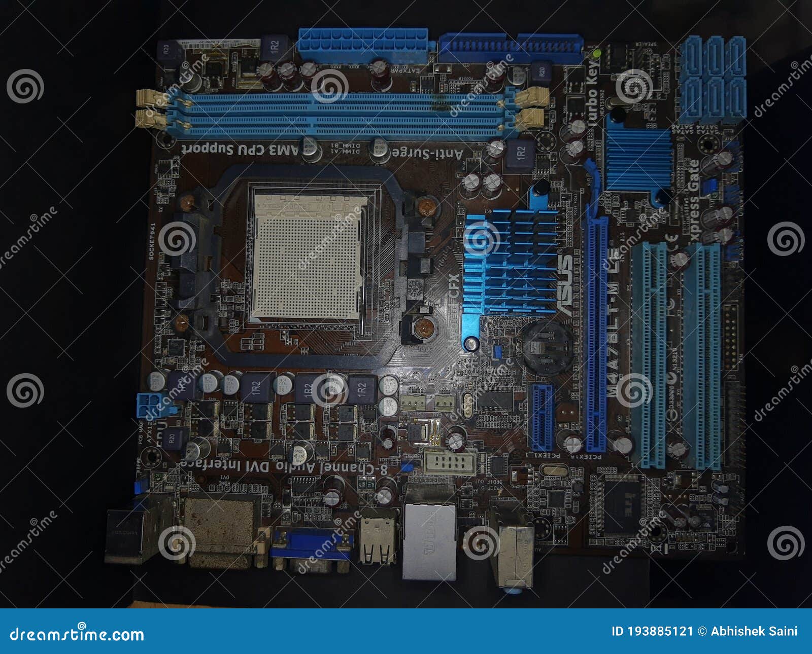 Computer Hardware. Motherboard, a Close-up Microchip with Many ...