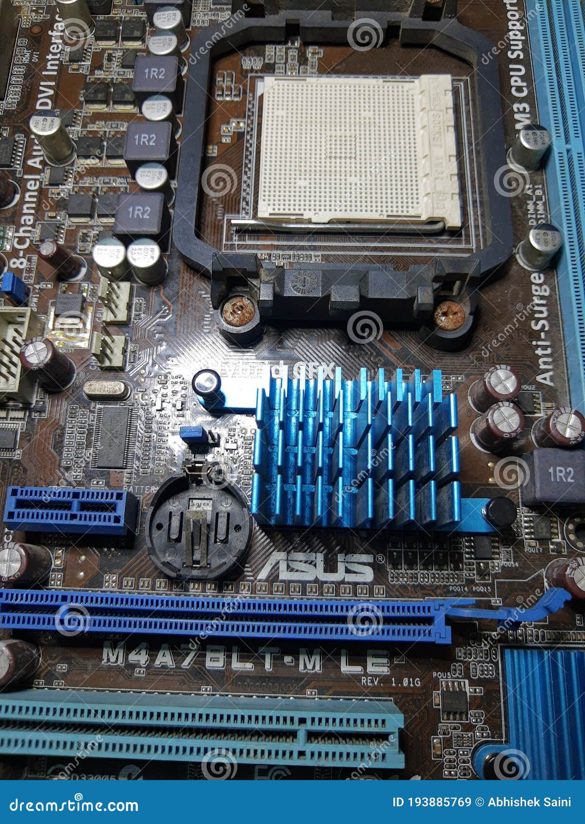 Computer Hardware. Motherboard, a Close-up Microchip with Many ...