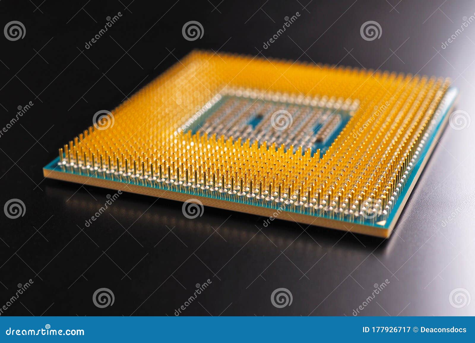 Computer Hardware. Processor Lies on a Dark Matte Surface. Close-up ...