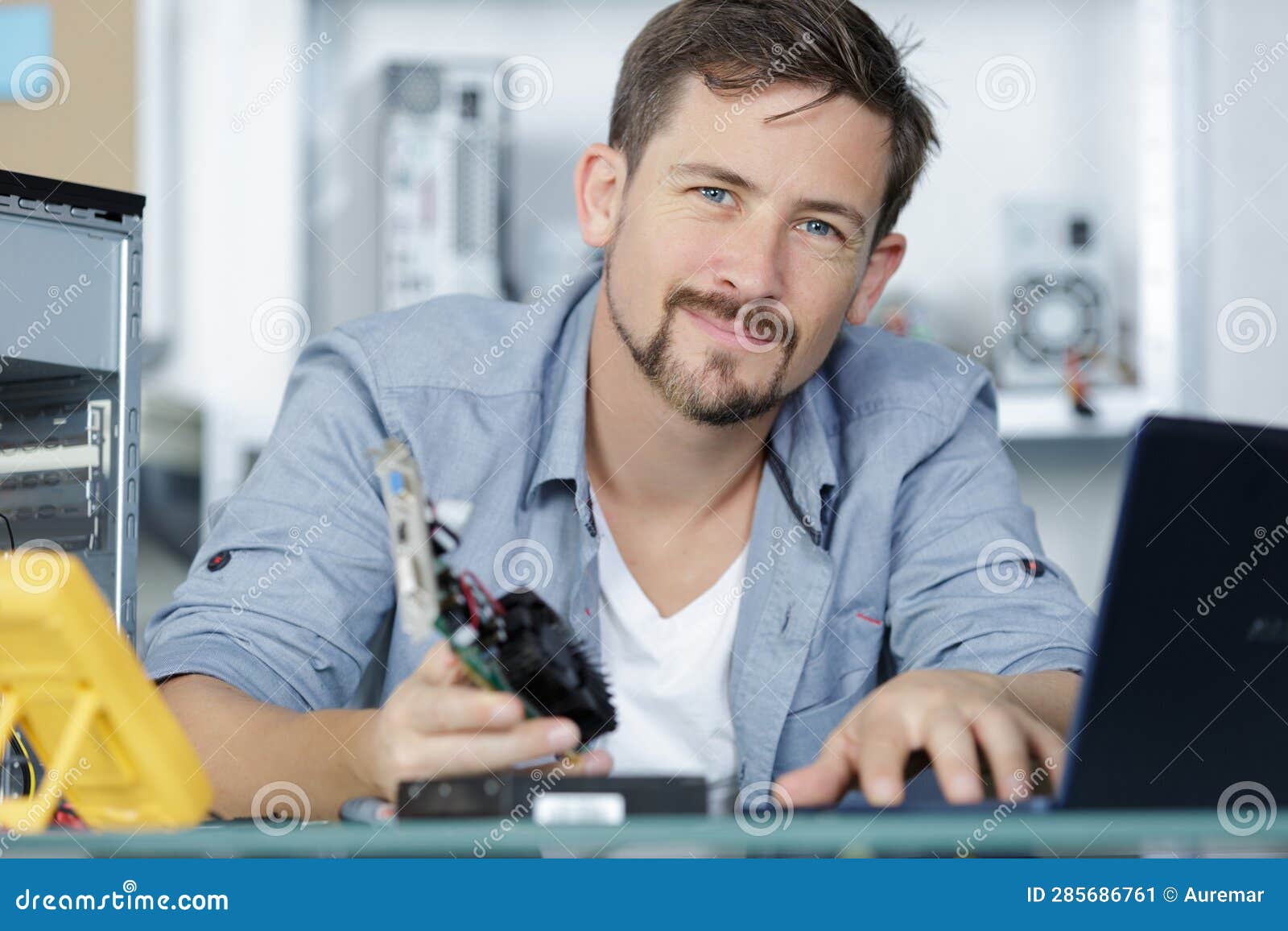 Computer Hardware Repair and Fixing Concept by Experienced Techn Stock ...