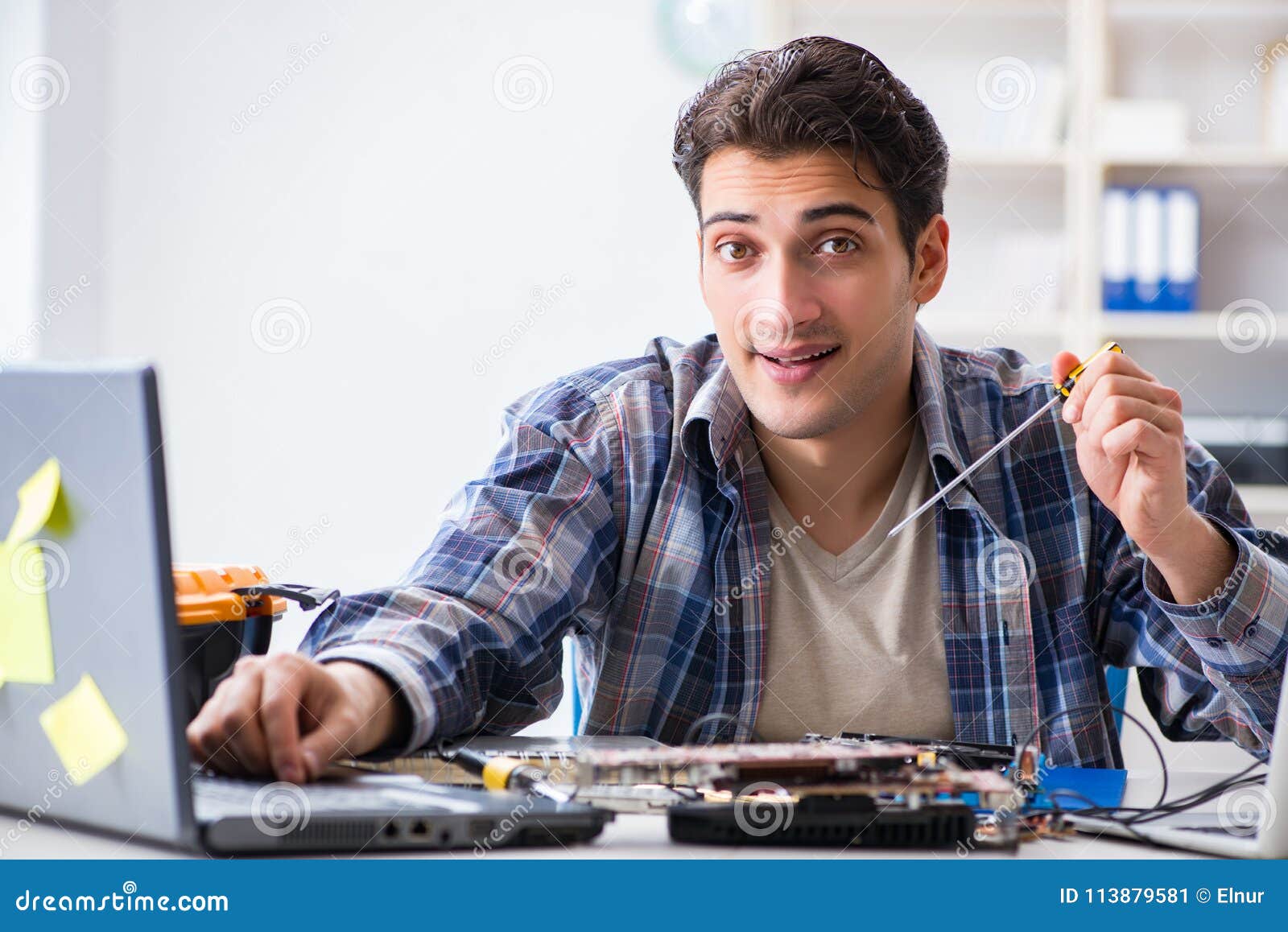 Computer Hardware Repair and Fixing Concept by Experienced Techn Stock ...