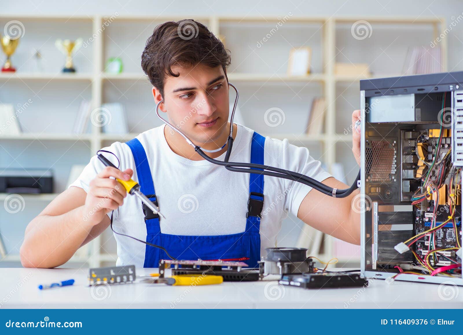 Computer Hardware Repair and Fixing Concept by Experienced Techn Stock ...