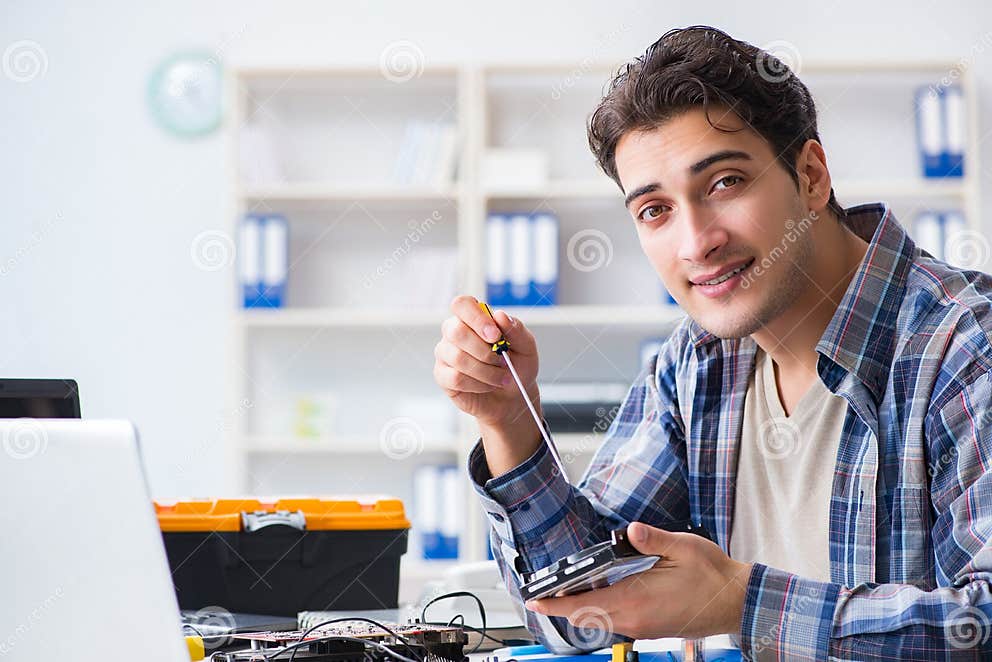 Computer Hardware Repair and Fixing Concept by Experienced Techn Stock ...