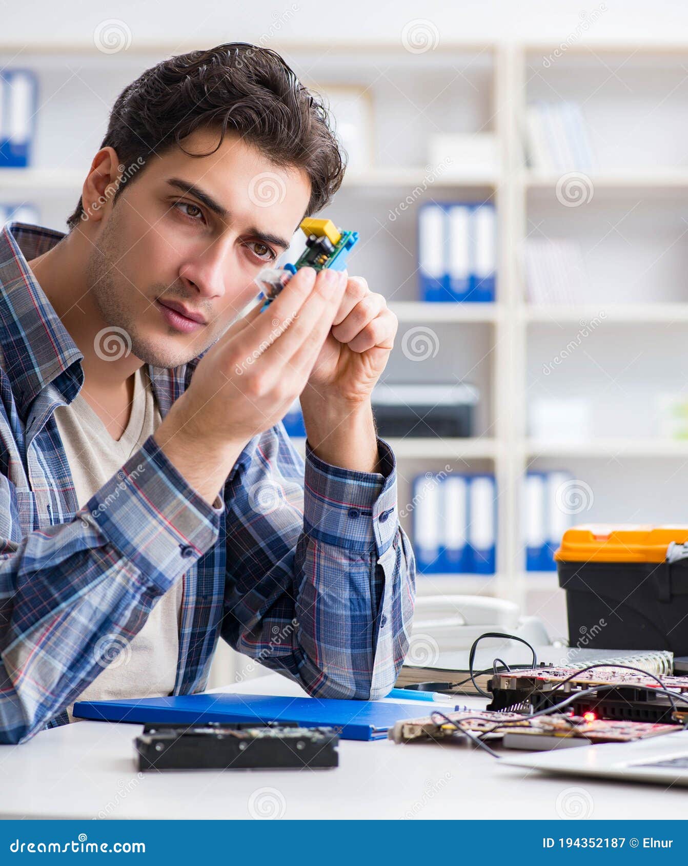 Computer Hardware Repair and Fixing Concept by Experienced Techn Stock ...