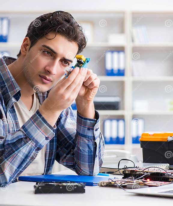 Computer Hardware Repair and Fixing Concept by Experienced Techn Stock ...