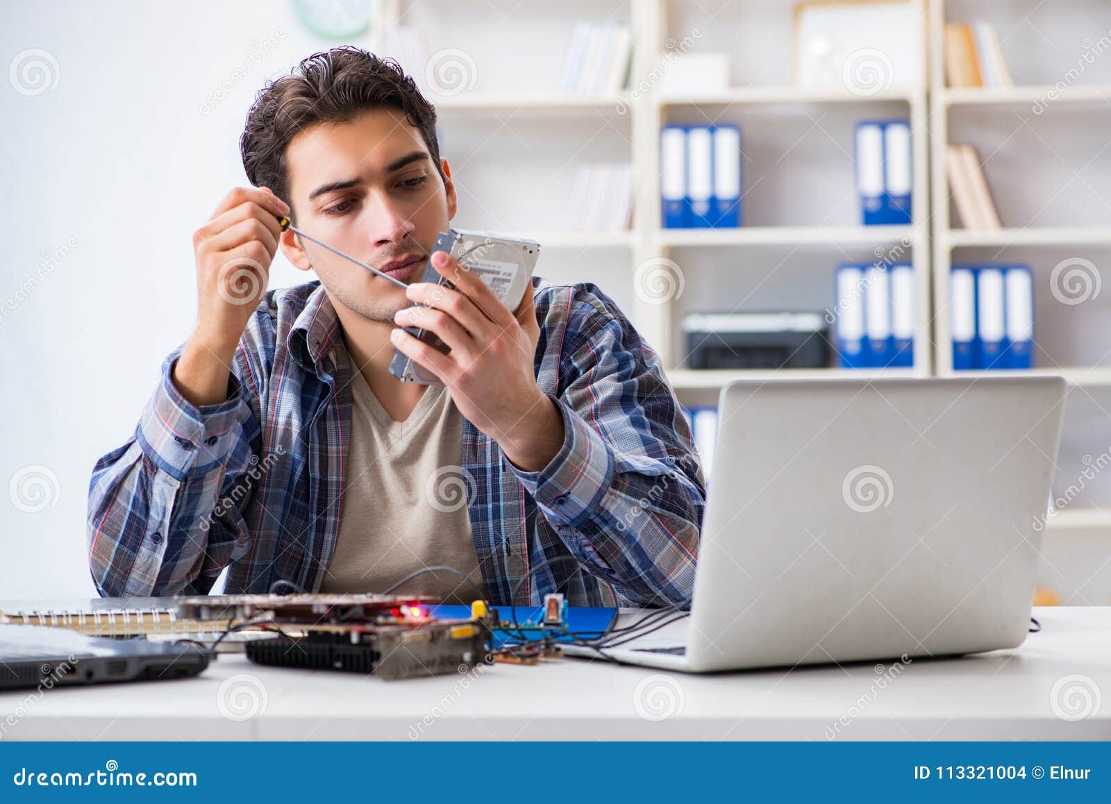 Computer Hardware Repair and Fixing Concept by Experienced Techn Stock ...