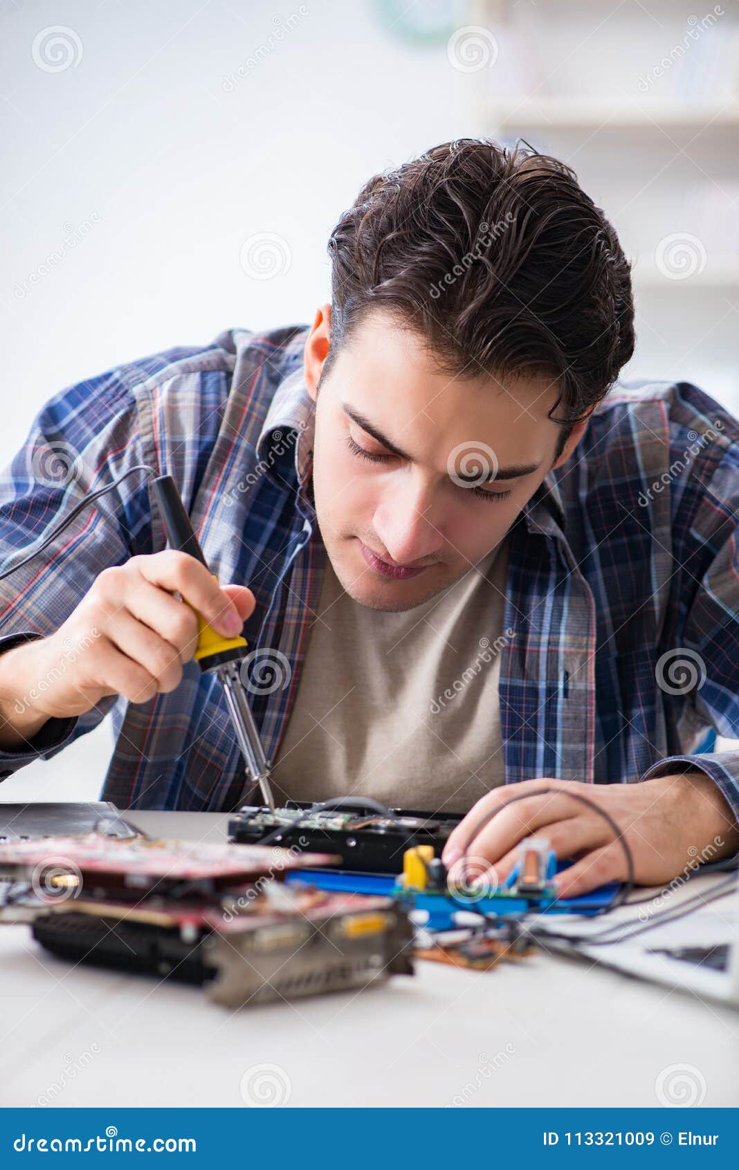 Computer Hardware Repair and Fixing Concept by Experienced Techn Stock ...