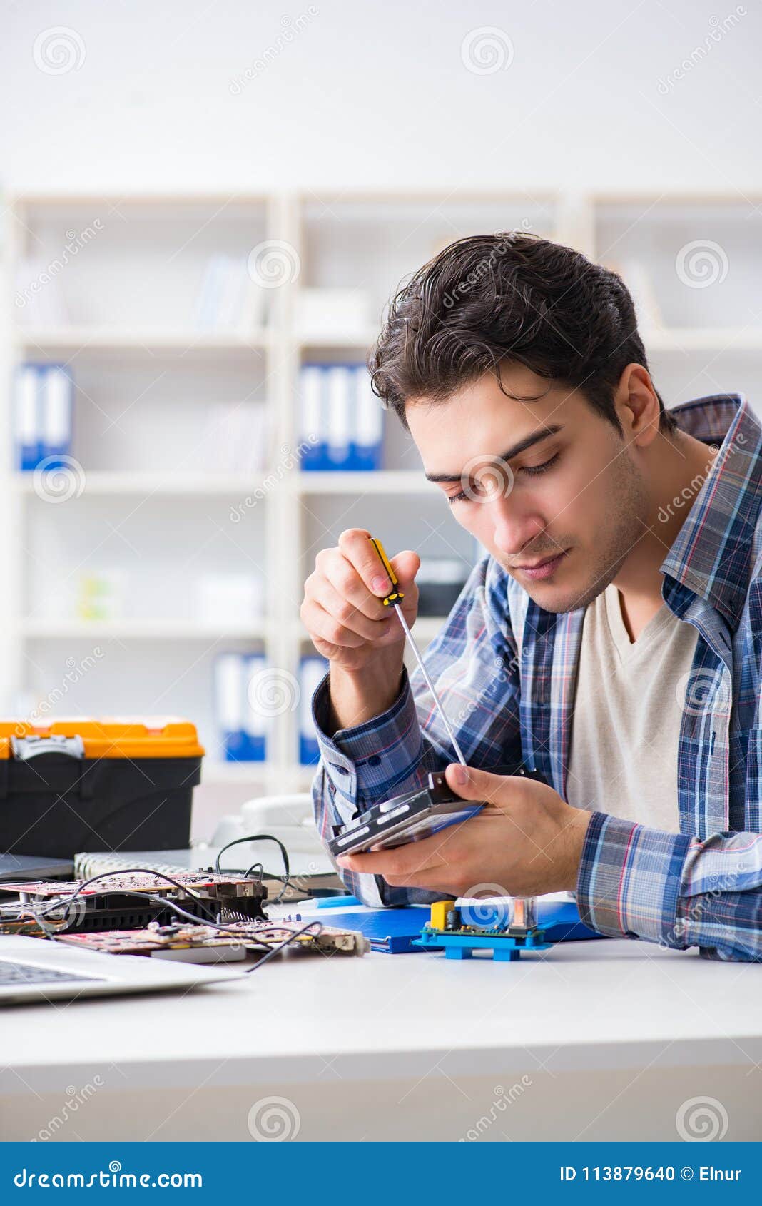 Computer Hardware Repair and Fixing Concept by Experienced Techn Stock ...