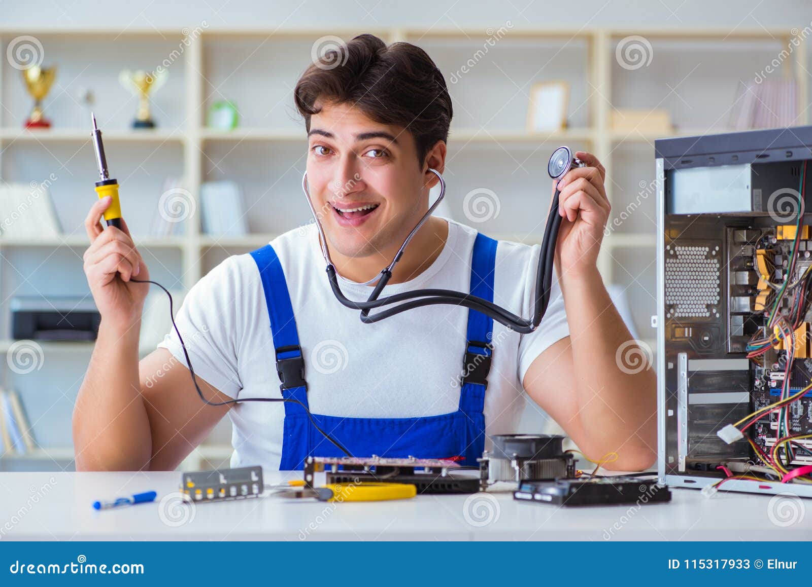 Computer Hardware Repair and Fixing Concept by Experienced Techn Stock ...